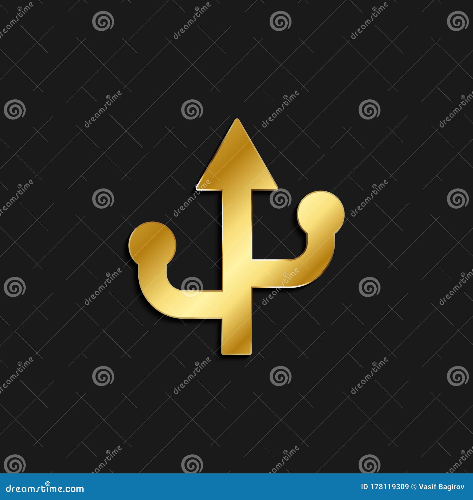 Usb Gold Icon. Vector Illustration of Golden Style Stock Illustration ...