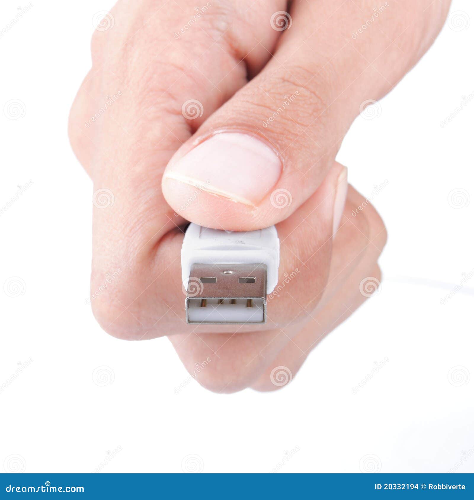 Usb on Hand Over White Background Stock Photo - Image of background ...