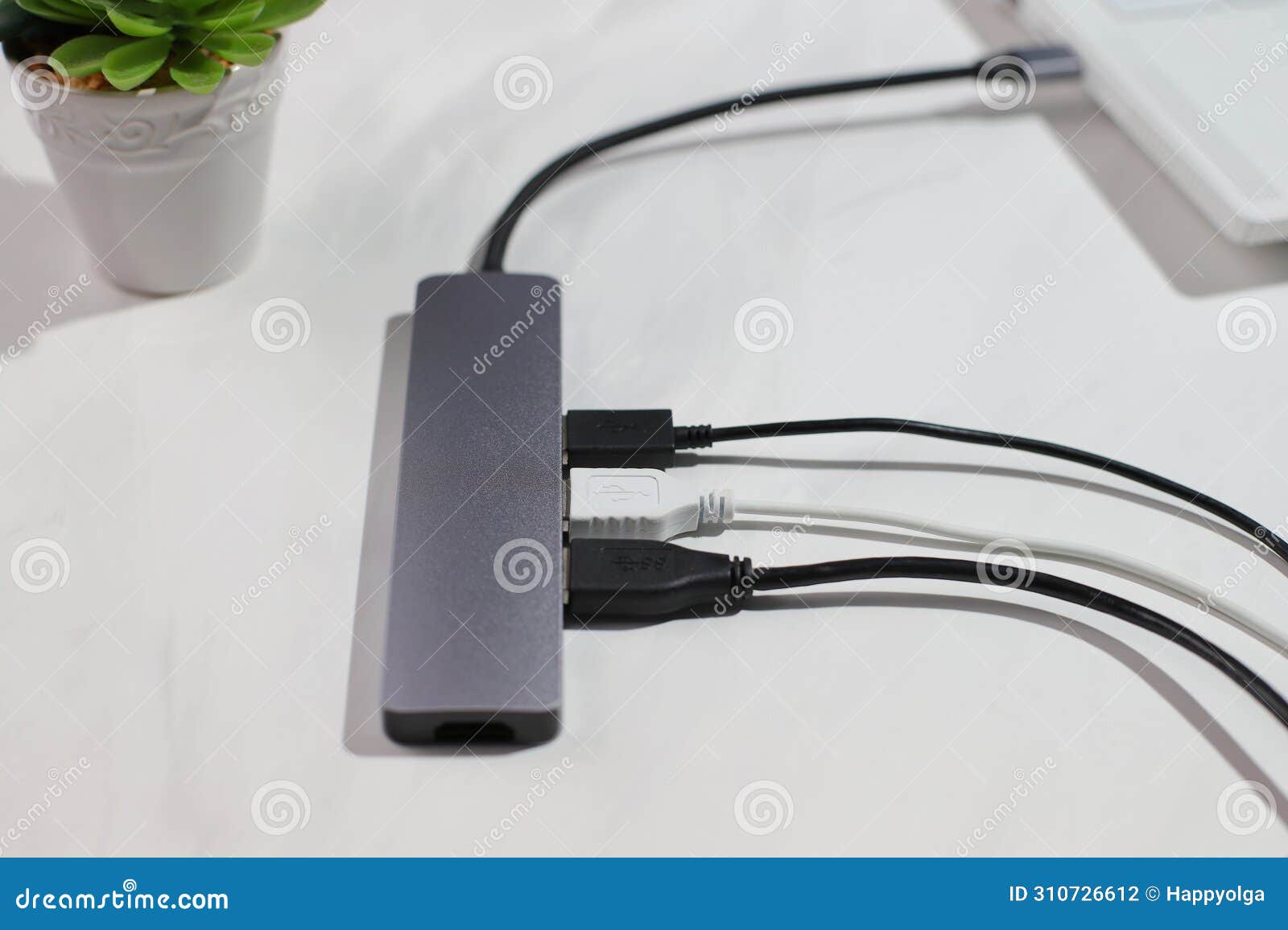 USB Hub with Cables, Multi Plug Connection, Lifestyle Stock Photo ...