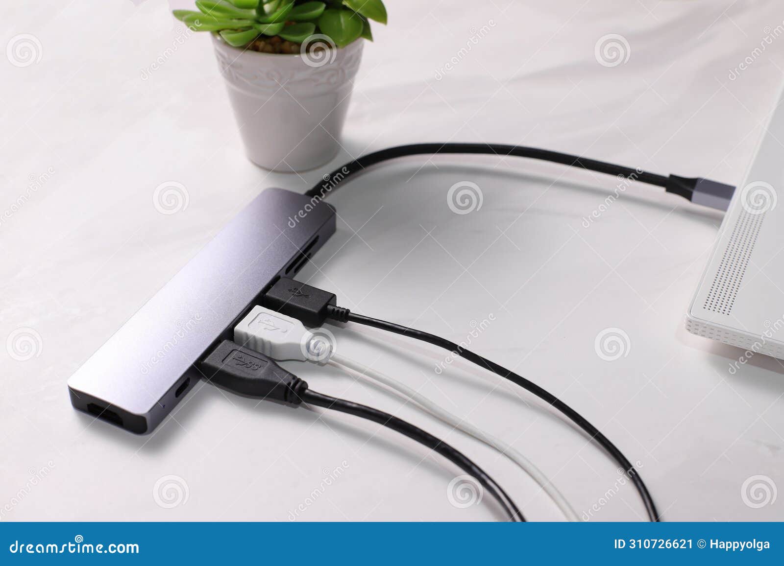 USB Hub with Cables, Multi Plug Connection, Lifestyle Stock Image ...