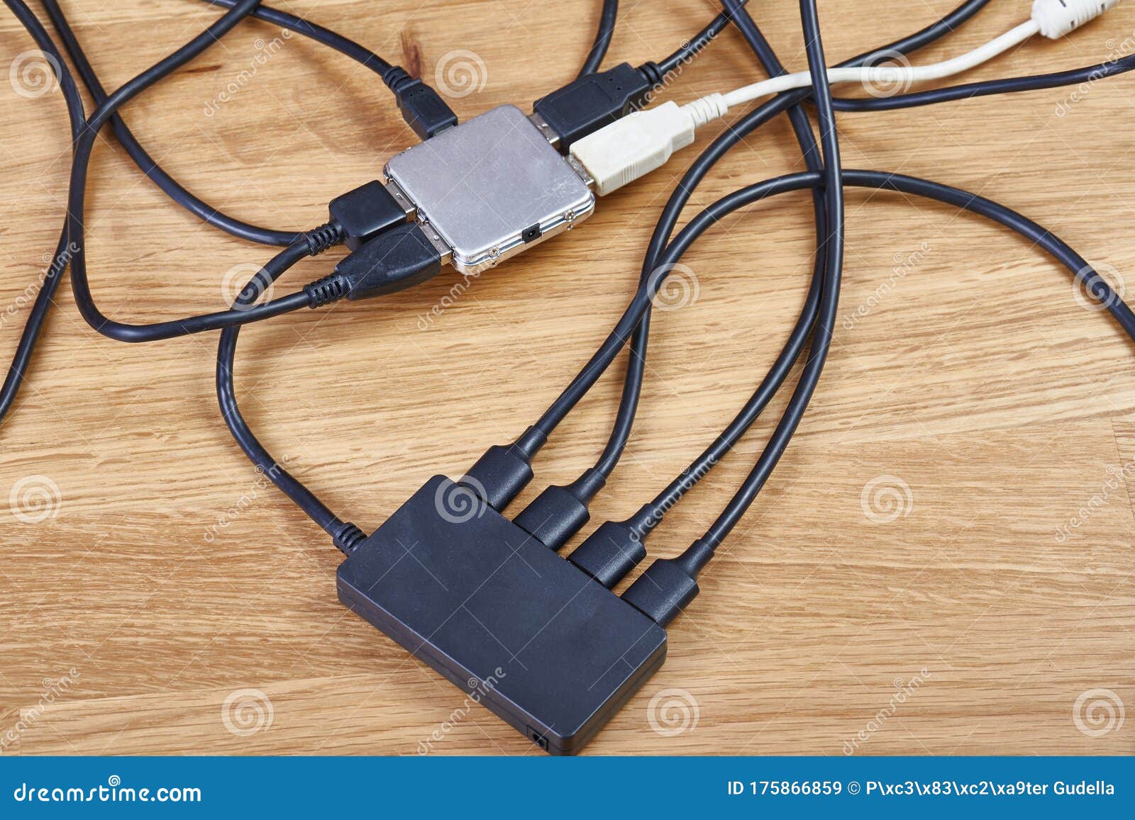 Usb hubs and cables stock image. Image of gadget, interconnected ...