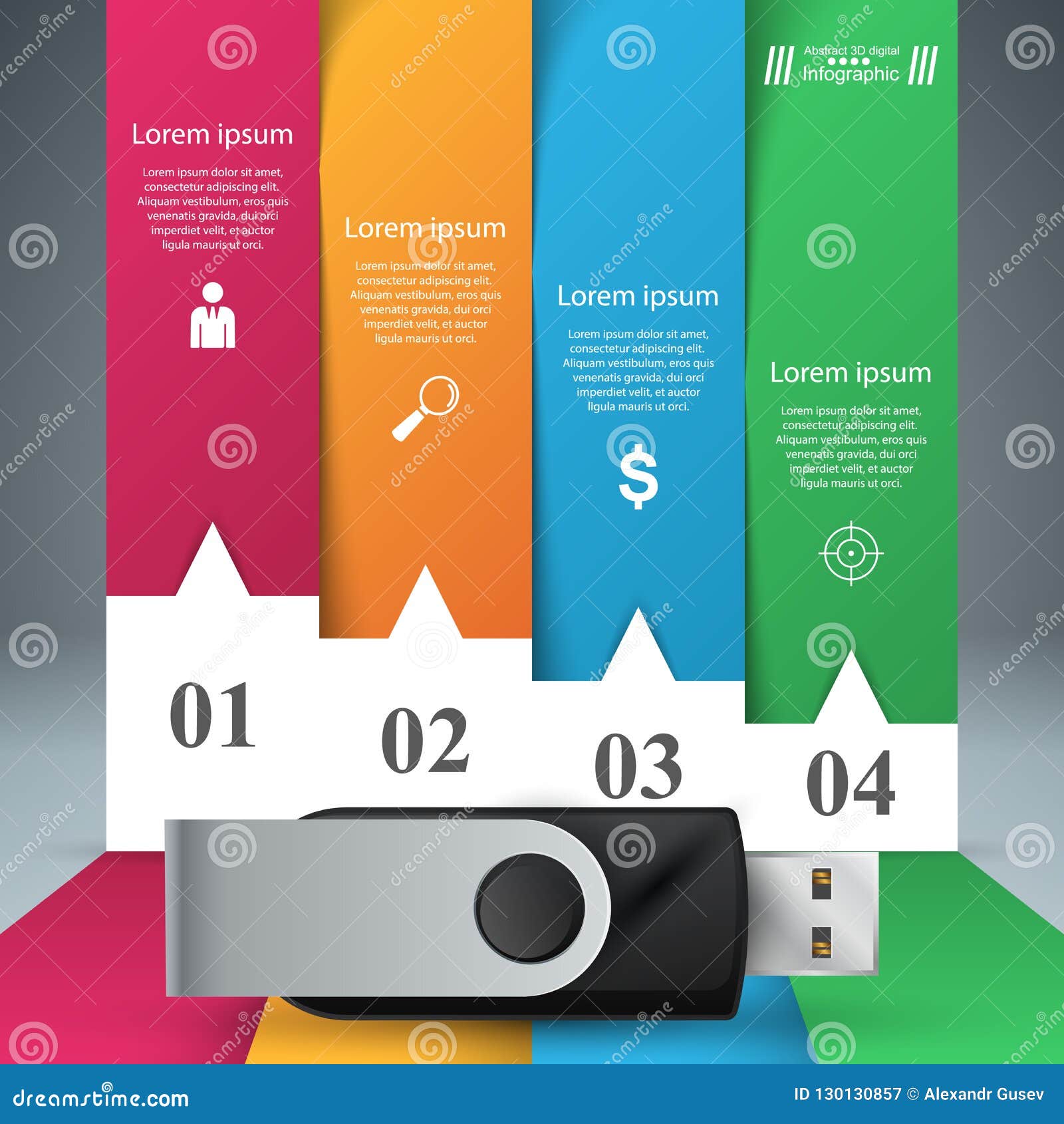 Usb Icon. Foir Items Paper Infographic. Cartoon Vector | CartoonDealer ...