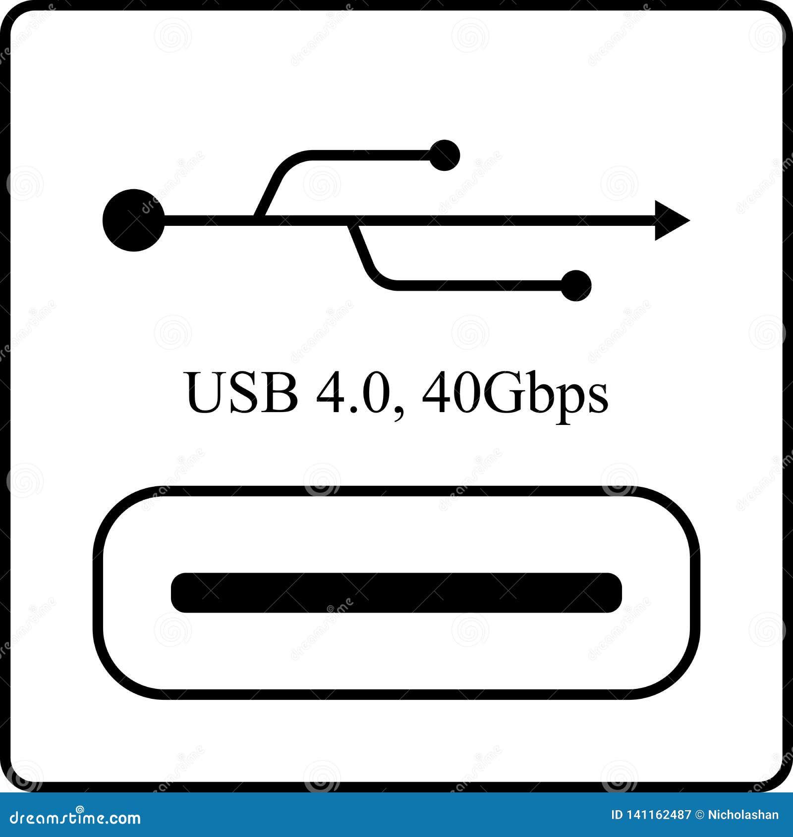 USB 4 Icon Isolated on White Background, EPS10 Design Editorial ...