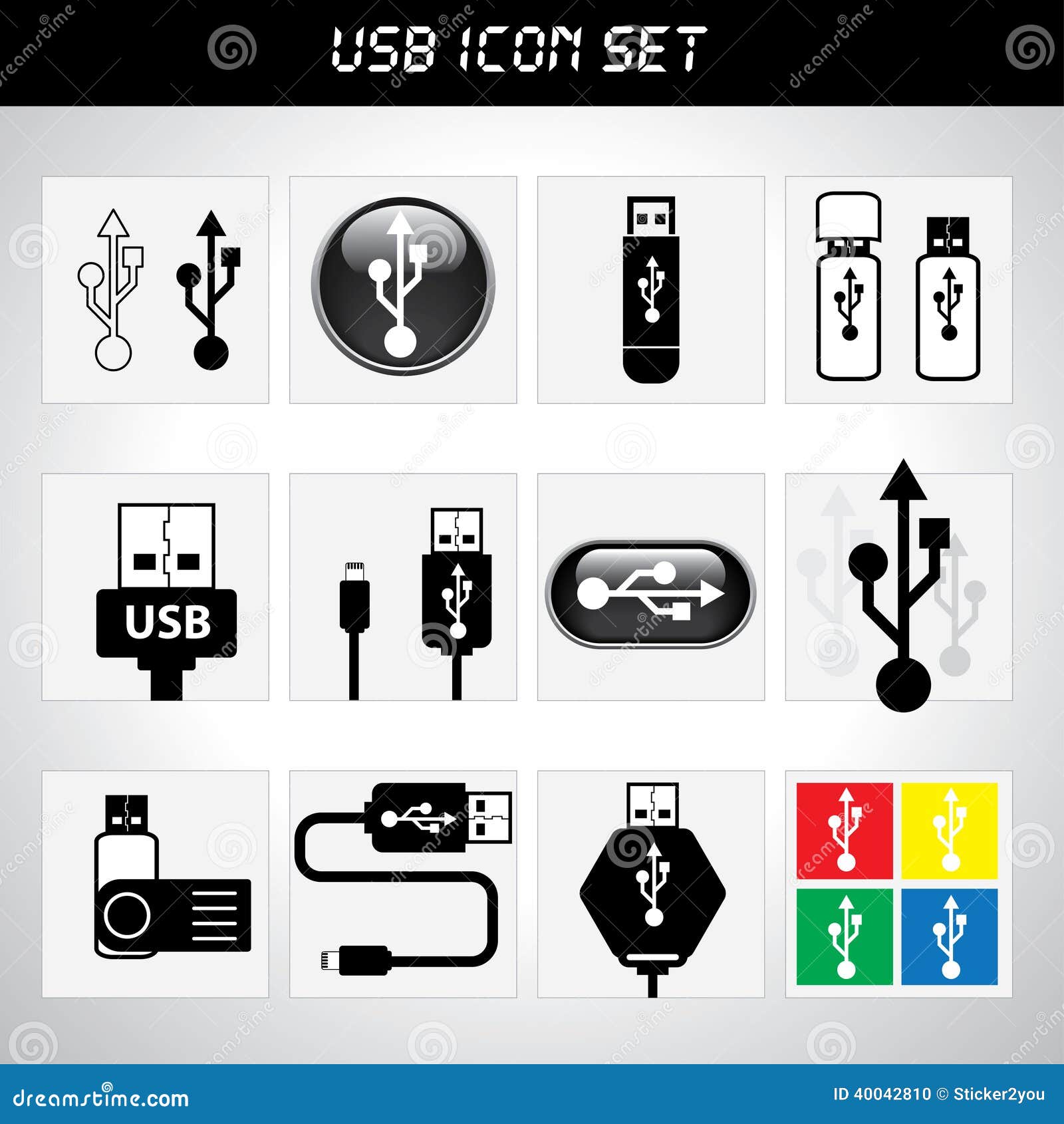 USB icon set stock vector. Illustration of icon, realistic - 40042810