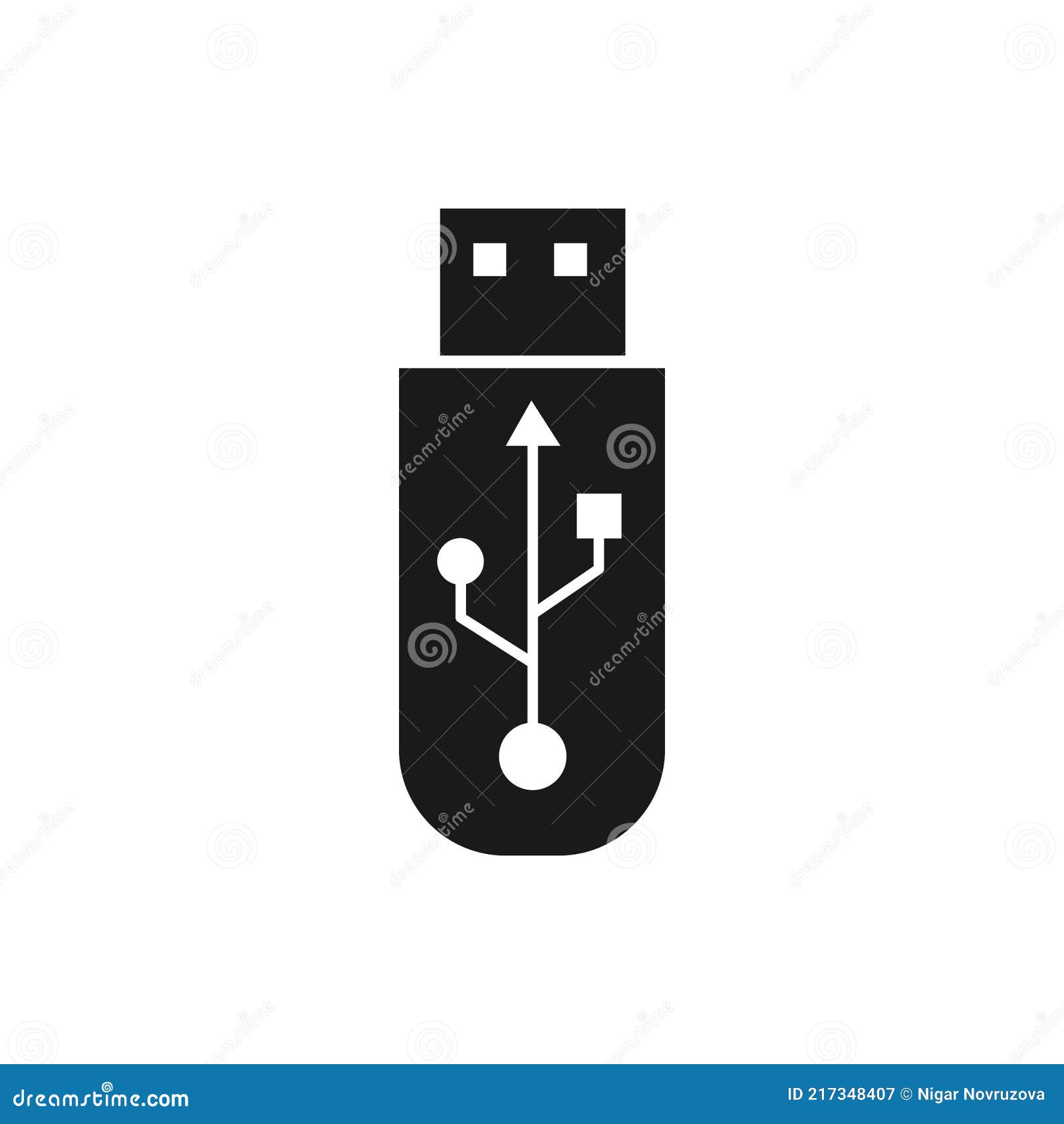 Usb Icon Flat Style Isolated on White Background Stock Vector ...