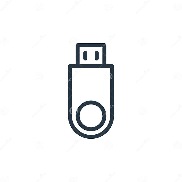 Usb Icon Vector from Education and School Concept. Thin Line ...