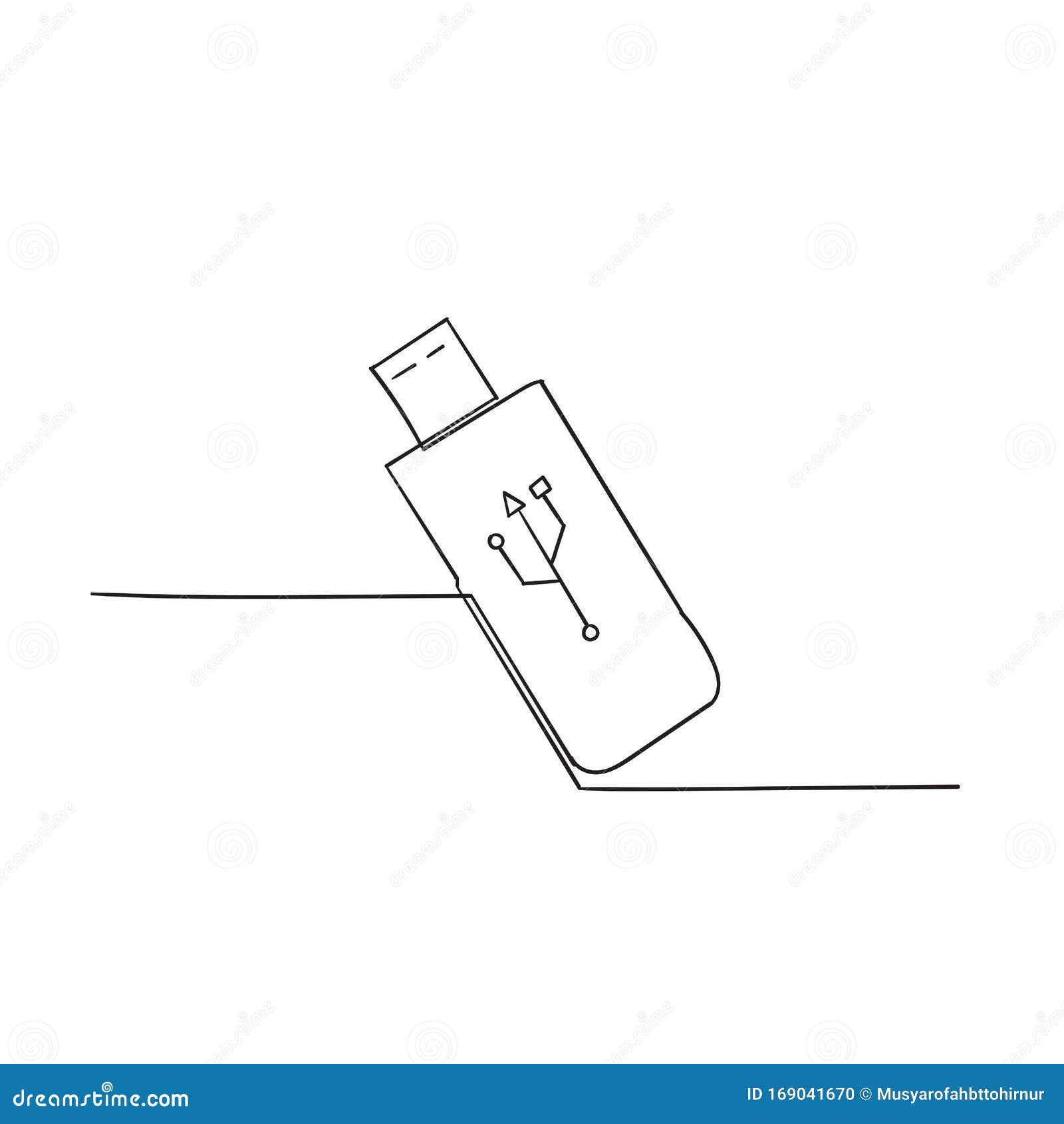 USB Icon Vector. Flash Drive Icon Symbol with Hand Drawn Doodle Style ...