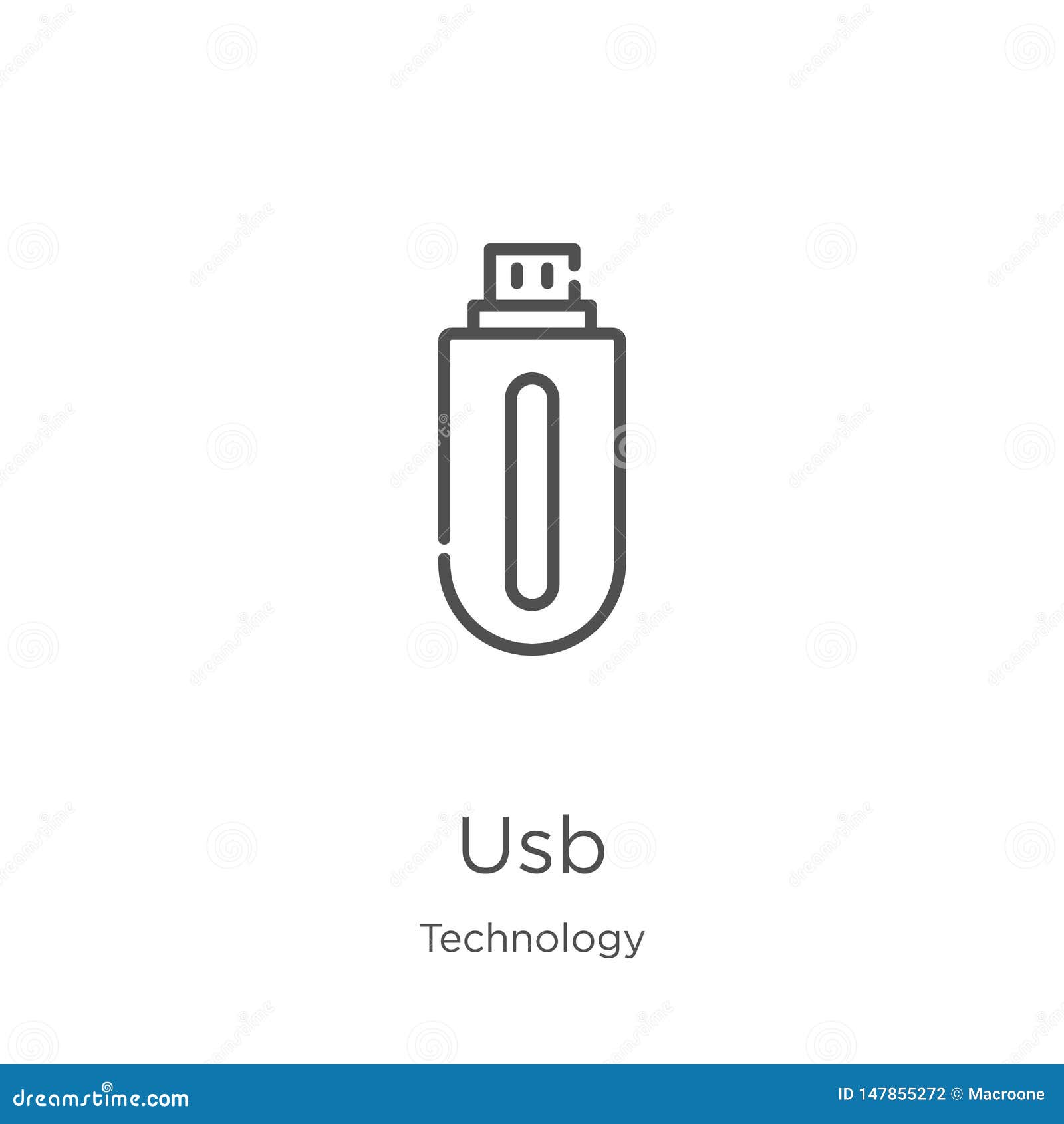 Usb Icon Vector from Technology Collection. Thin Line Usb Outline Icon ...
