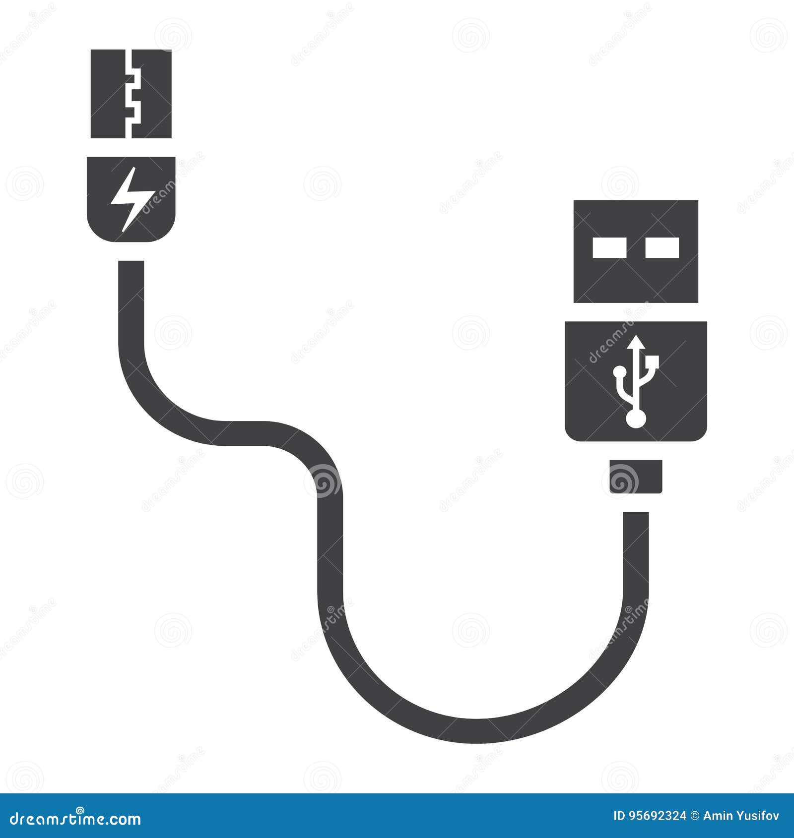 USB-kabel Stevig Pictogram, Schakelaar En Lader Vector Illustratie ...