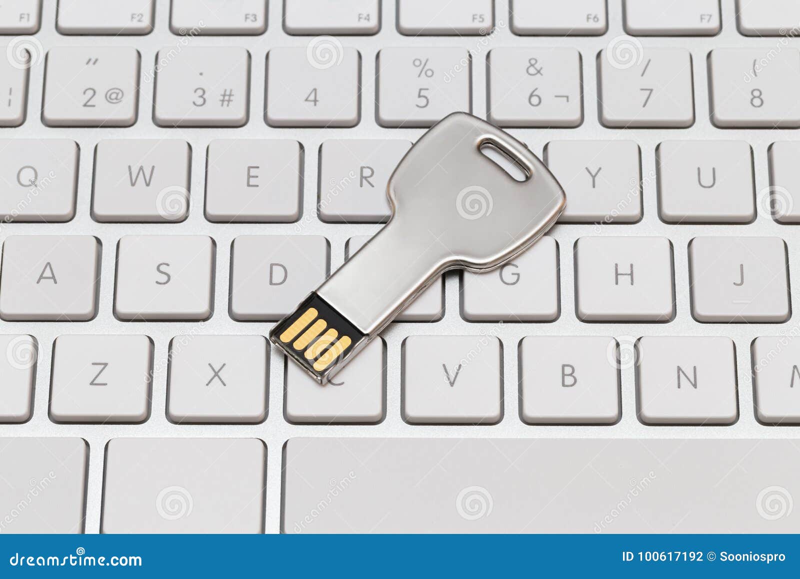 USB Key, Memory Stick on White Keyboard Stock Photo - Image of ...