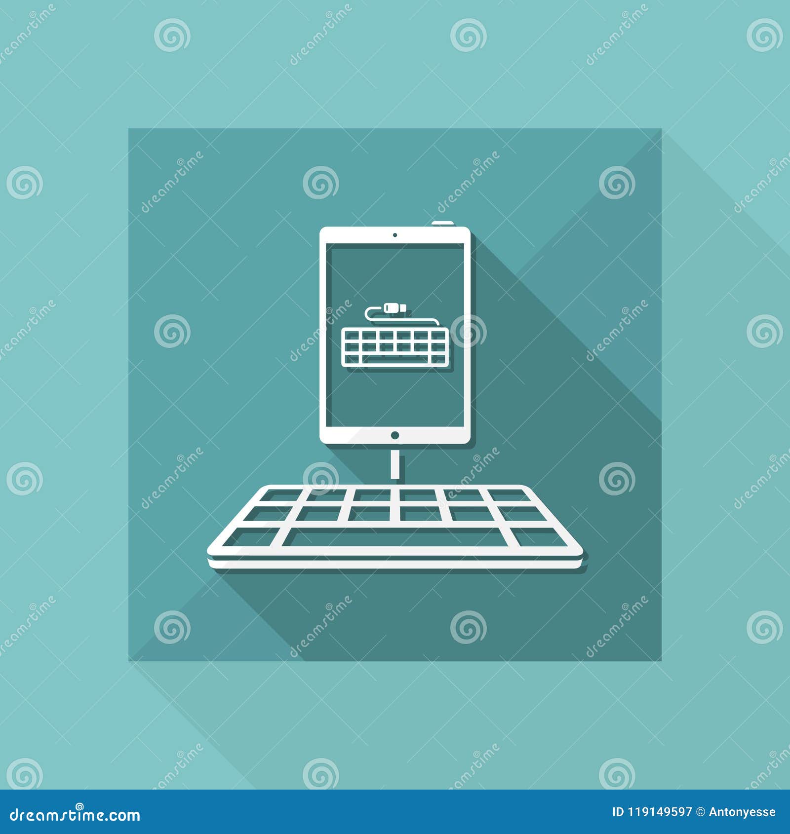 USB Keyboard Connected To Tablet - Vector Flat Minimal Icon Stock ...