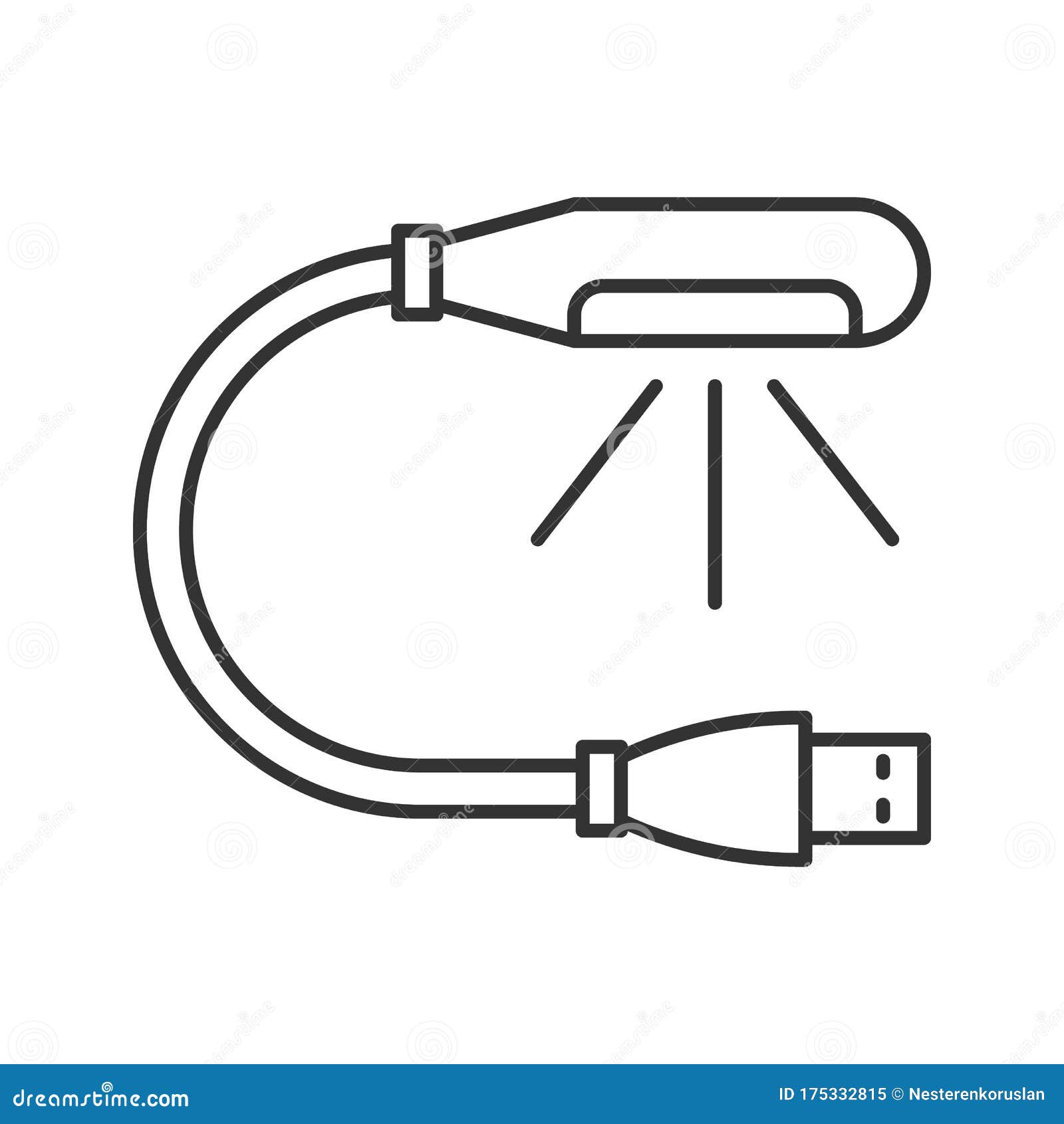 USB lamp linear icon stock vector. Illustration of read - 175332815
