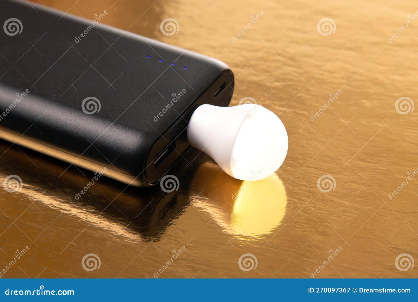Usb Led Lamp from the Power Bank. Portable Power for Devices Stock ...