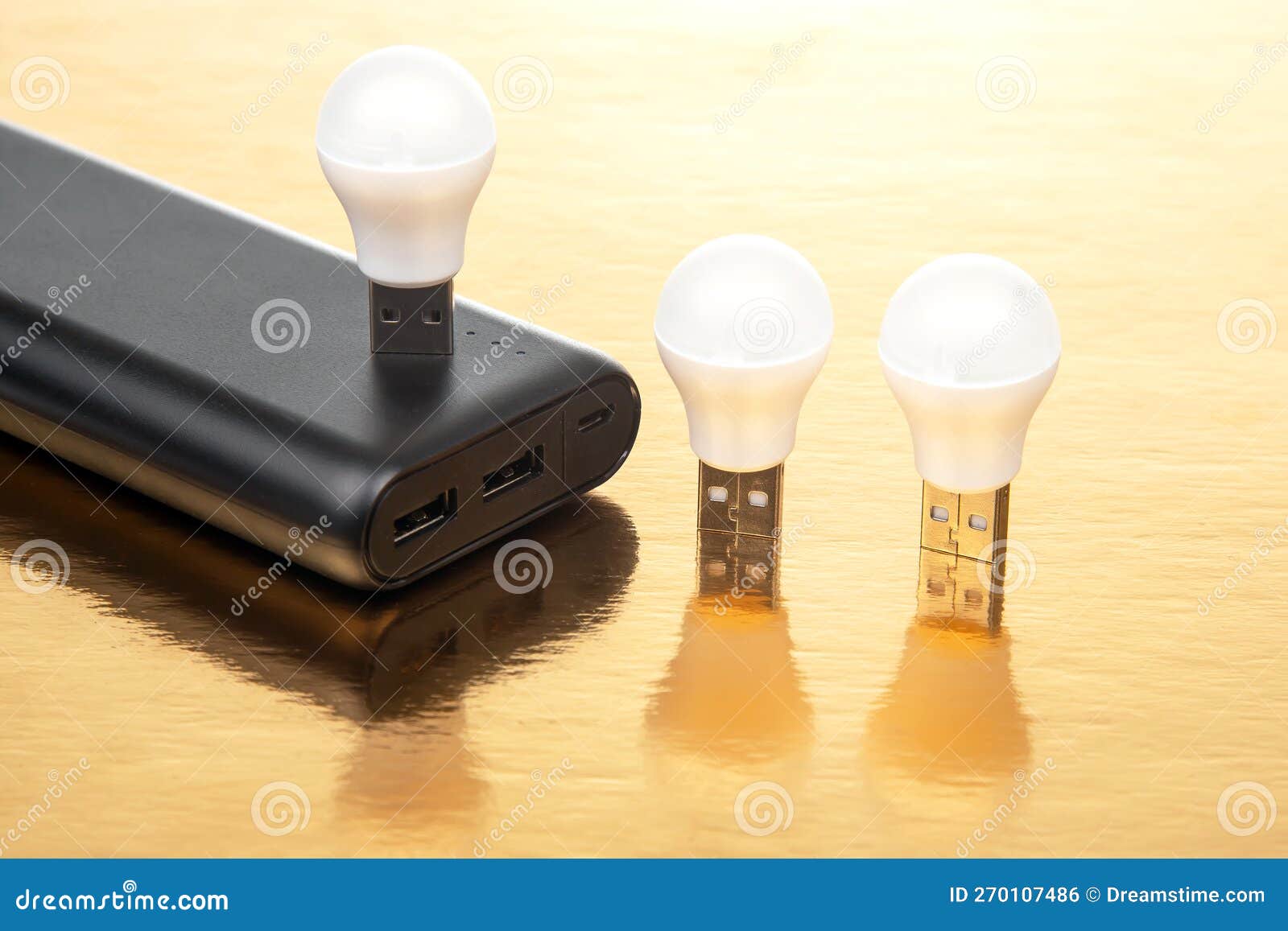 Usb Led Lamp from the Power Bank. Portable Power for Devices Stock ...