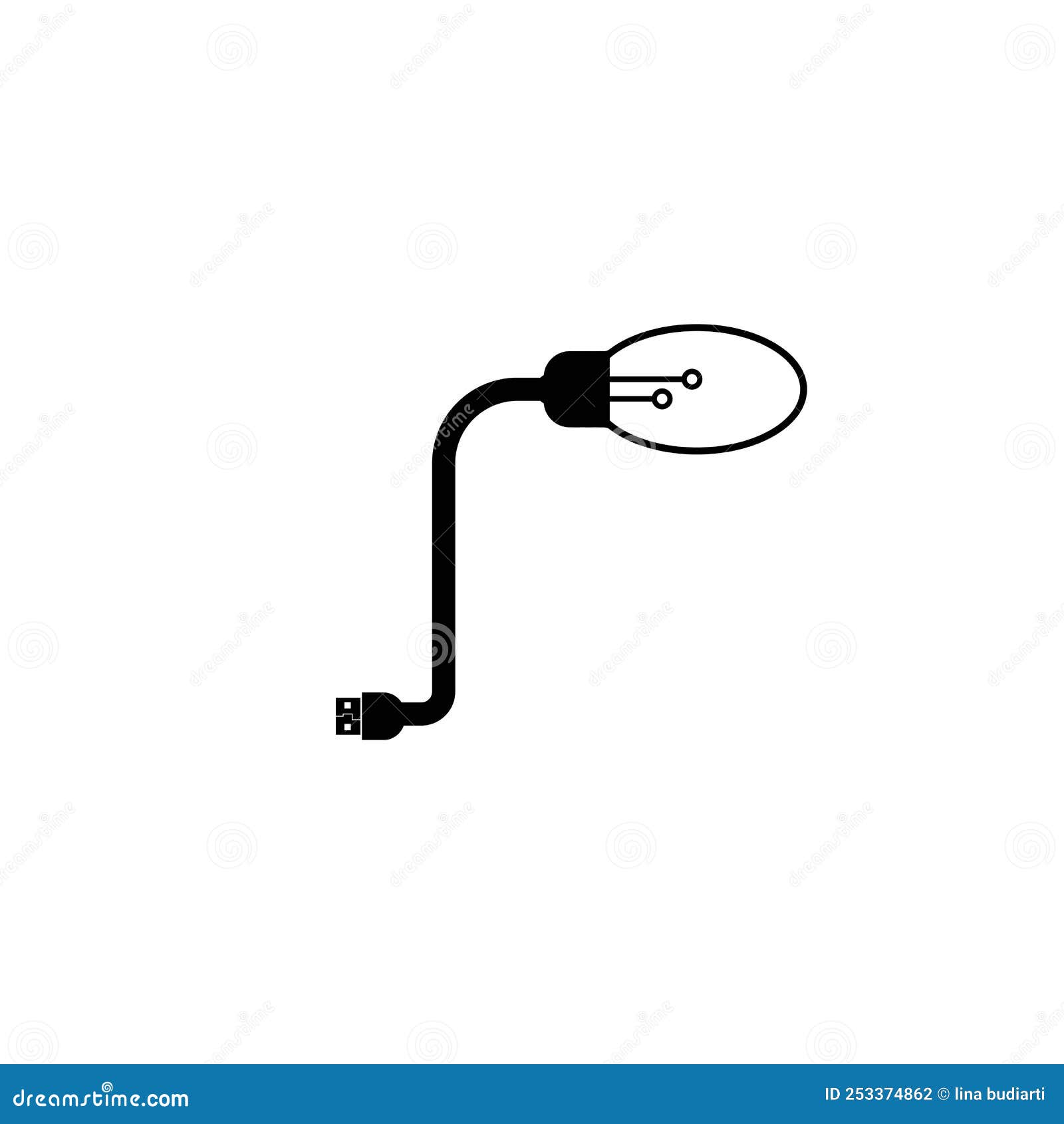 USB light icon stock vector. Illustration of black, connection - 253374862