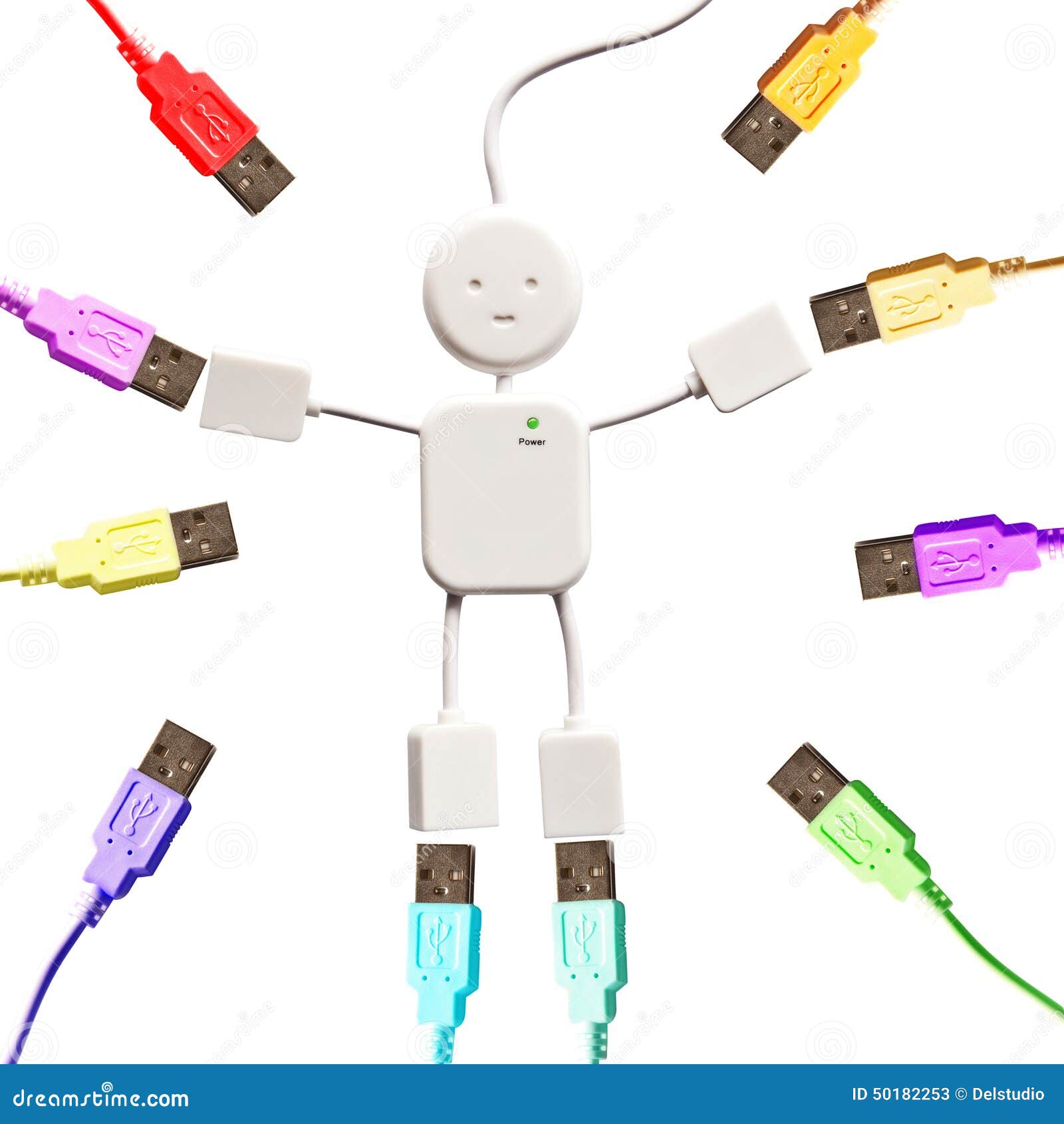 USB man and colorful plugs stock image. Image of connector - 50182253