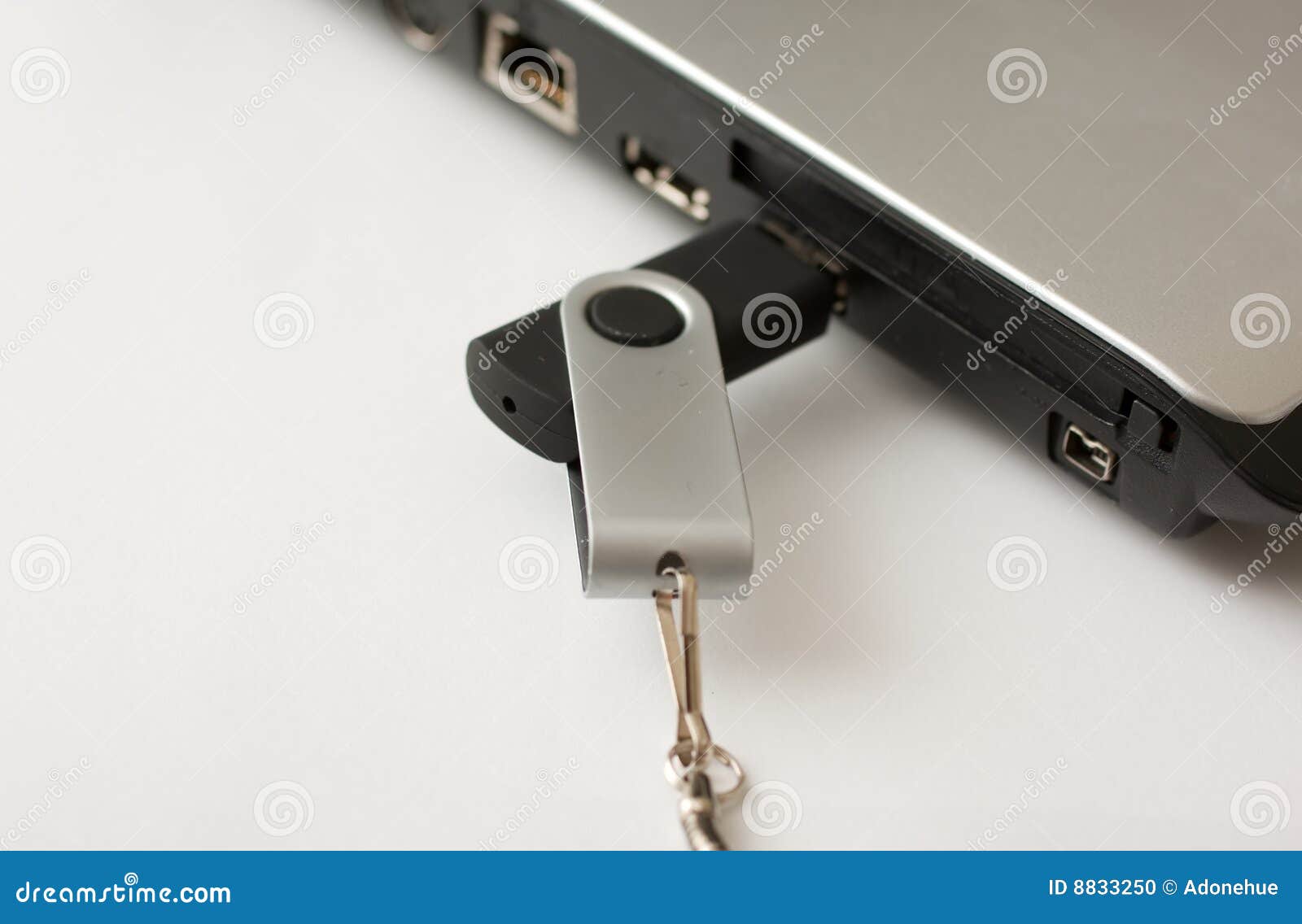 USB Memory Stick Plugged into Laptop Stock Photo - Image of virtual ...