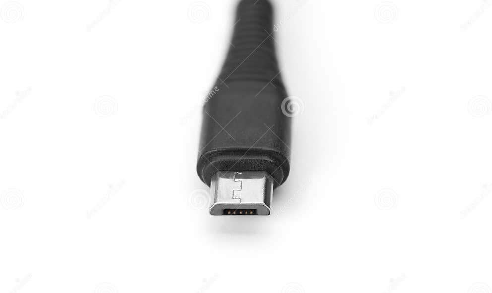 USB Micro-b Computer Cable Isolated on White Stock Photo - Image of ...