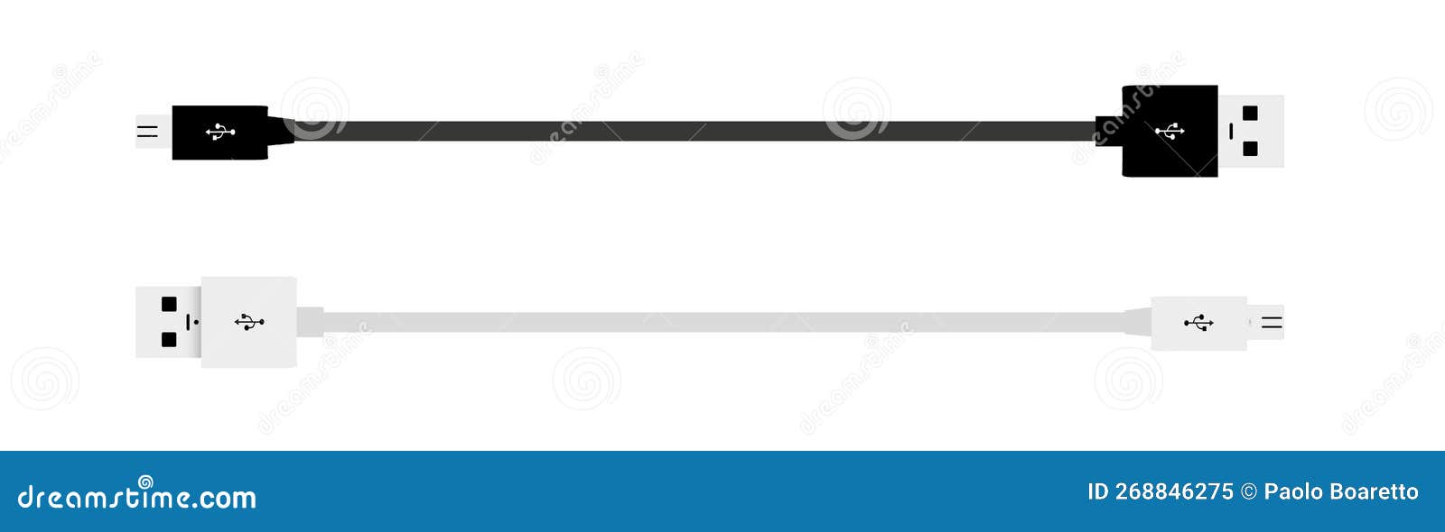 Micro USB Cable Vector Isolated. Computer Device, Connection Royalty ...