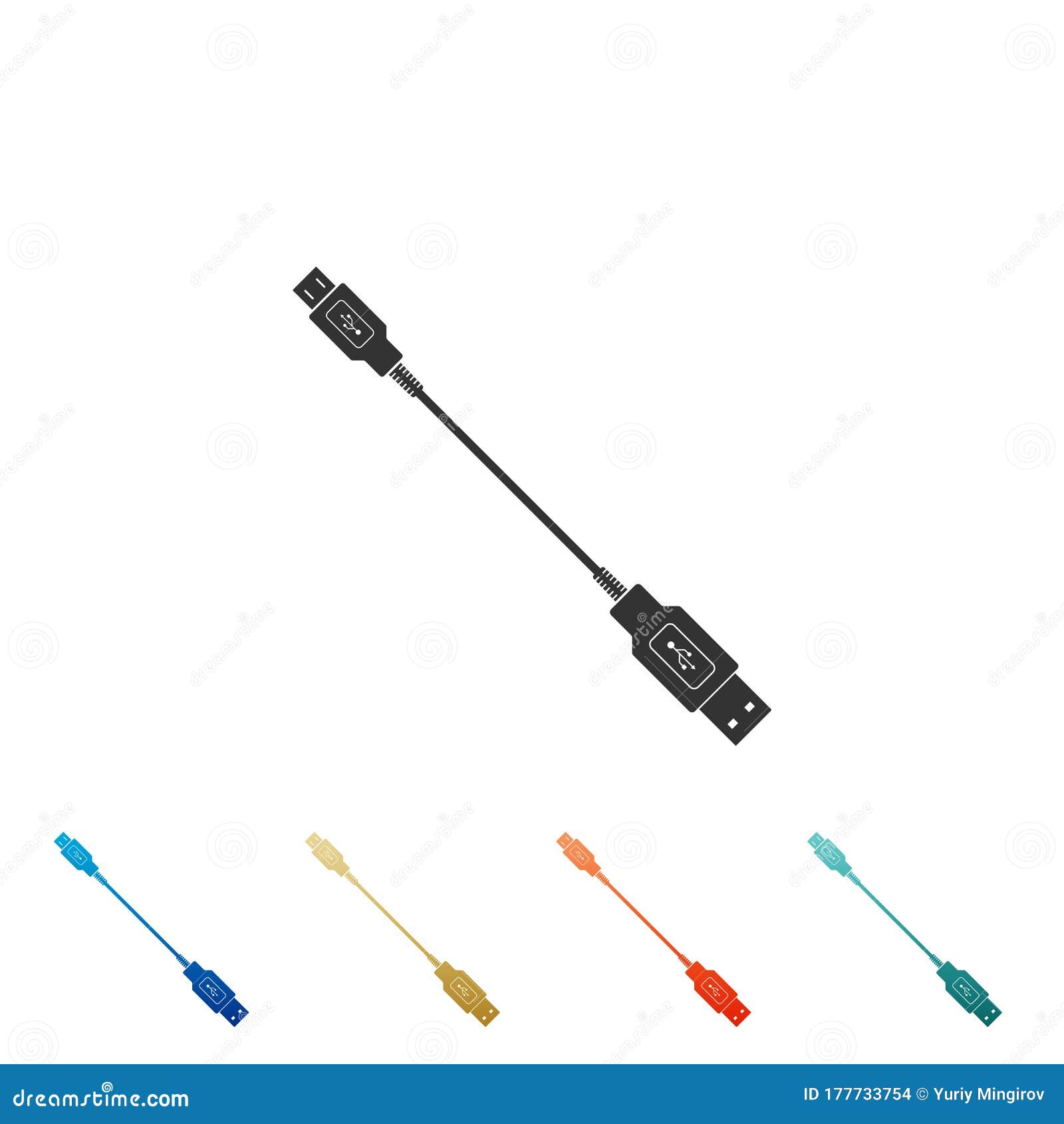 USB Micro Cables Icon Isolated on White Background. Connectors and ...