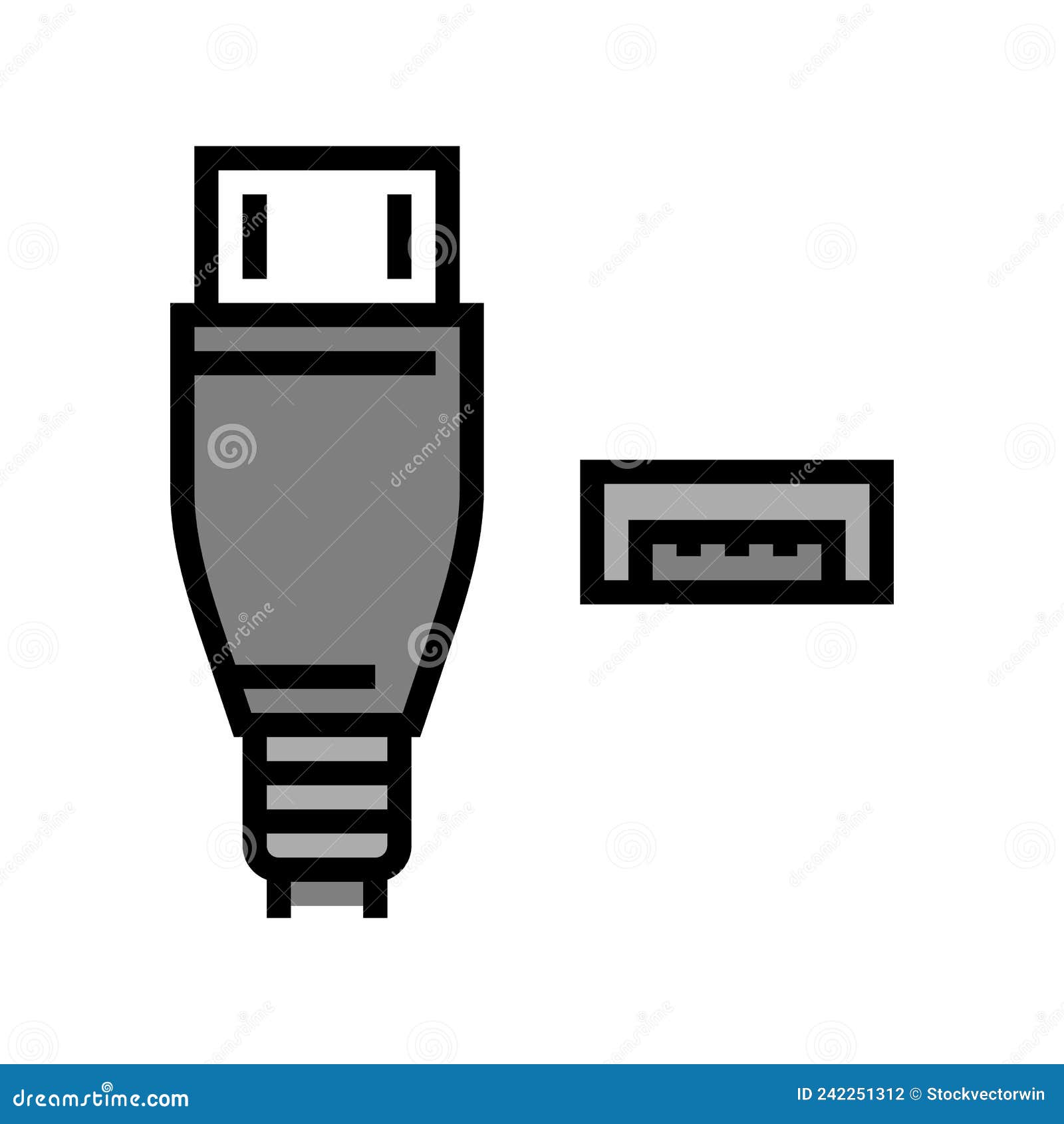 Usb Micro a Color Icon Vector Illustration Stock Vector - Illustration ...
