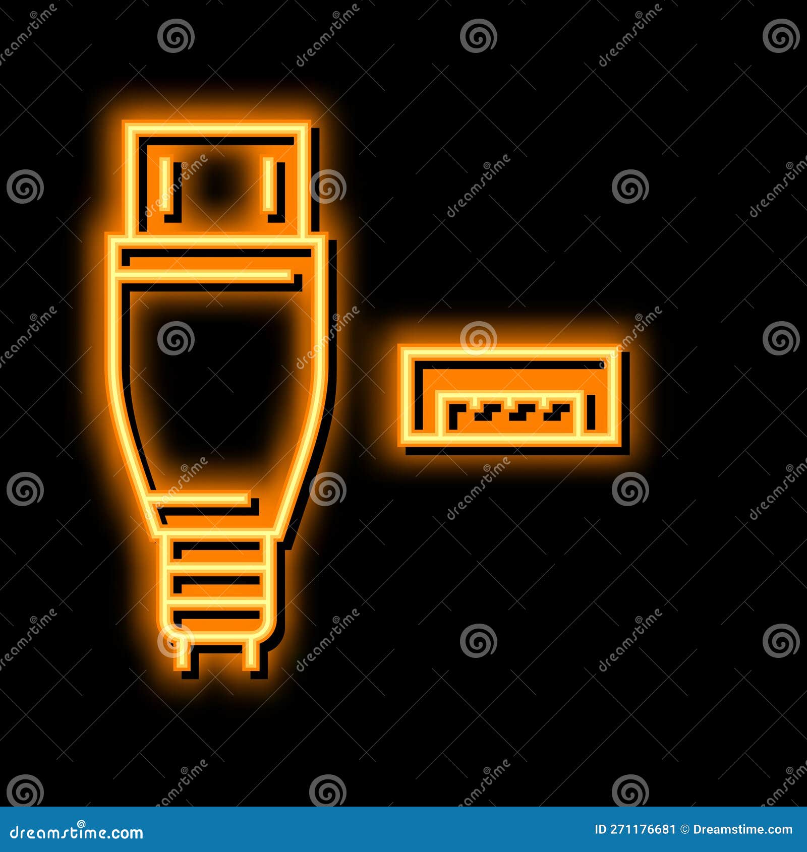 Usb Micro a Neon Glow Icon Illustration Stock Vector - Illustration of ...