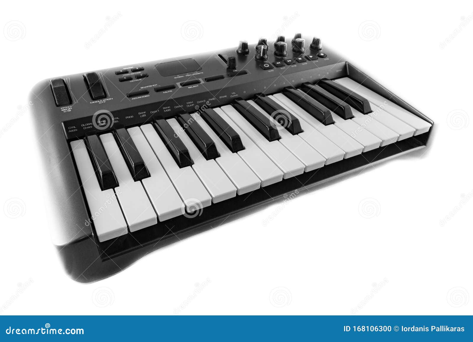 USB MIDI Synthesizer Keyboard Controller on White Background Stock ...