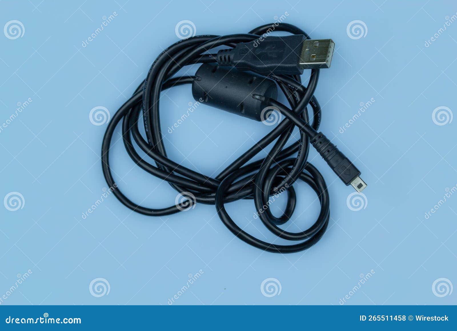 Usb and Mini Usb Cable Isolated on Blue Background Stock Photo - Image ...