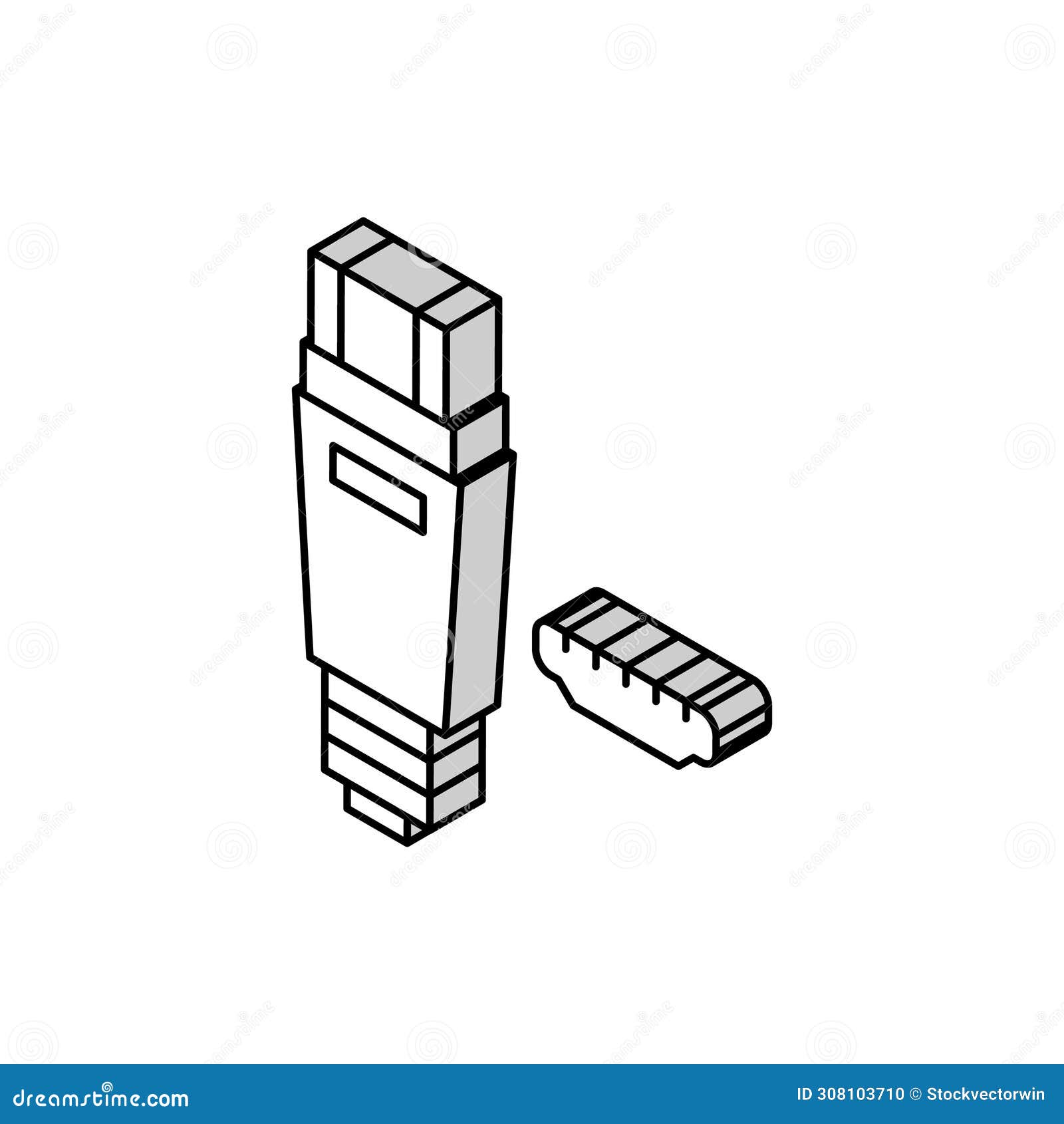 Usb Mini a Isometric Icon Vector Illustration Stock Vector ...