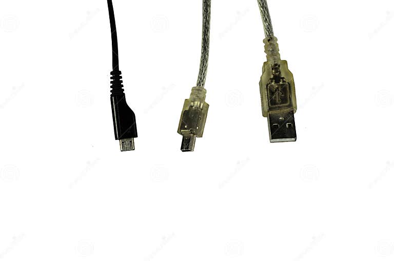 USB, Mini-USB and Micro-USB Connectors Isolated on White Stock Image ...