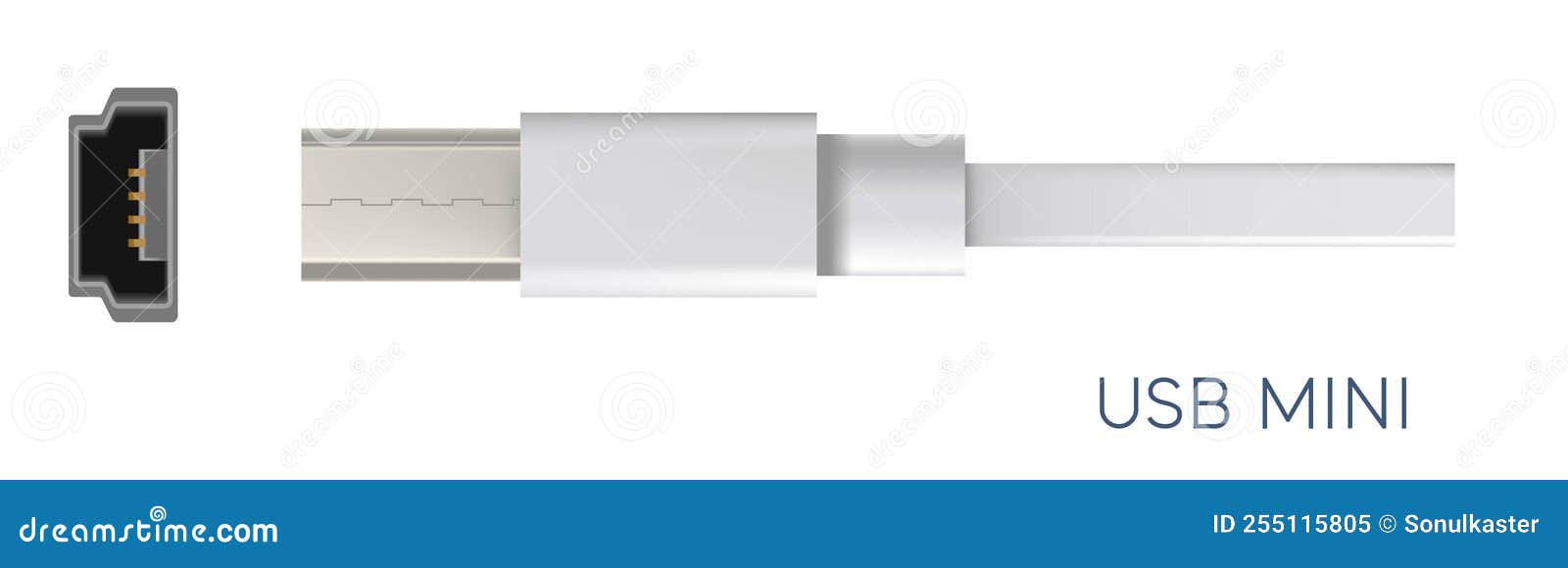USB Mini, Type of Connectors, Wire for Gadget Stock Vector ...