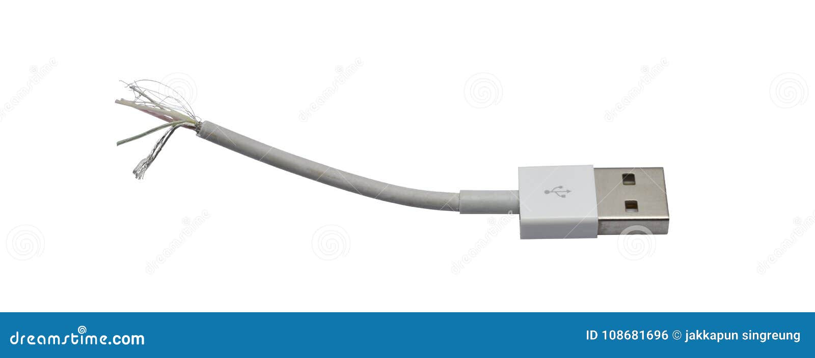 USB - Mobile Charging Cable Damaged on White Background Stock Photo ...