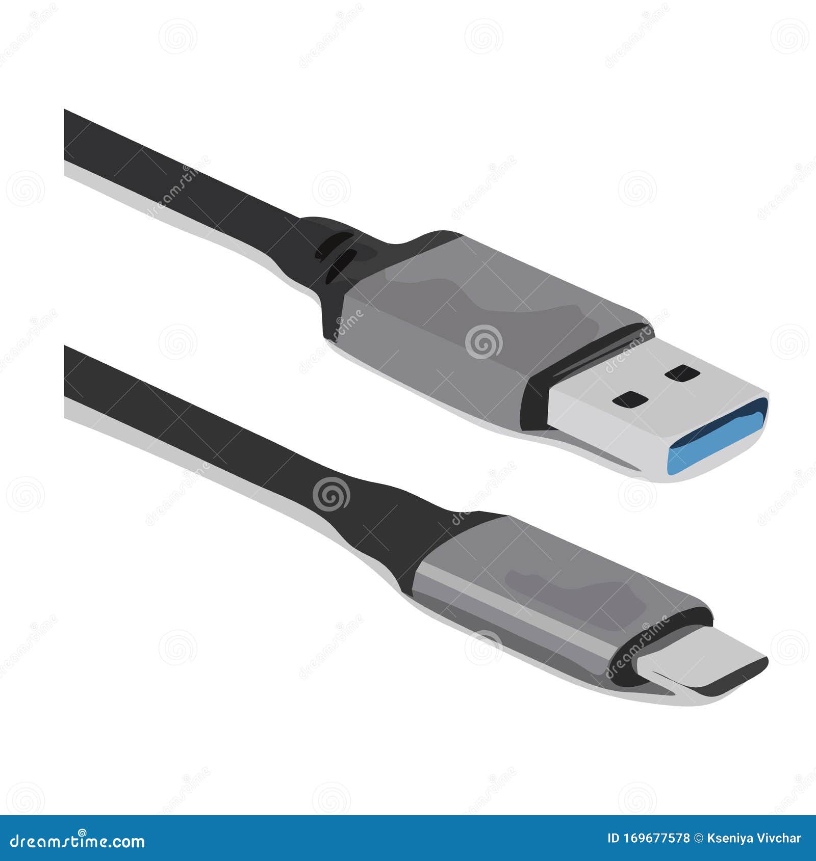 USB Multimedia Cable on a White Stock Illustration - Illustration of ...