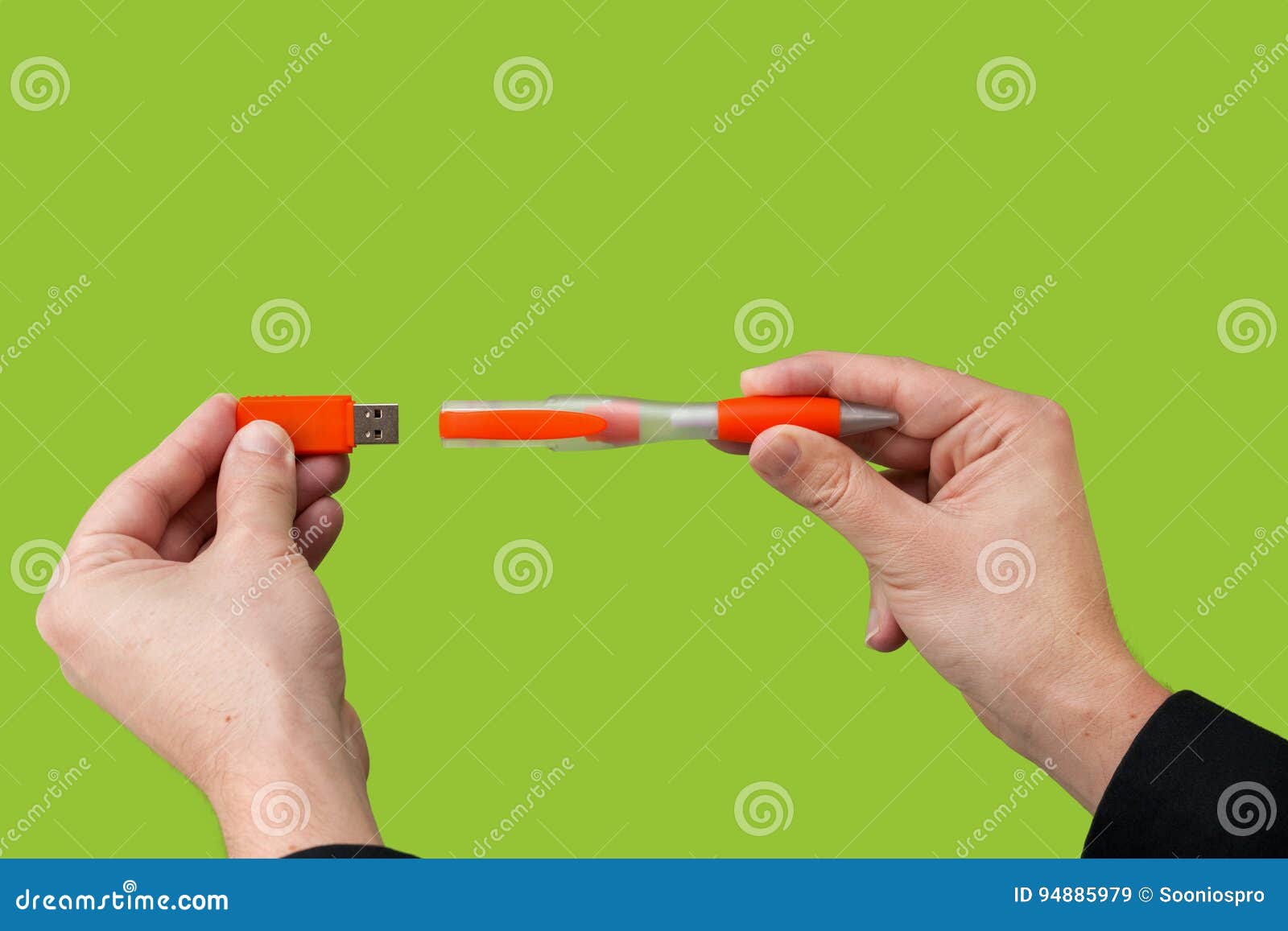 USB Orange Flash Drive in Hand Stock Image - Image of hardware ...