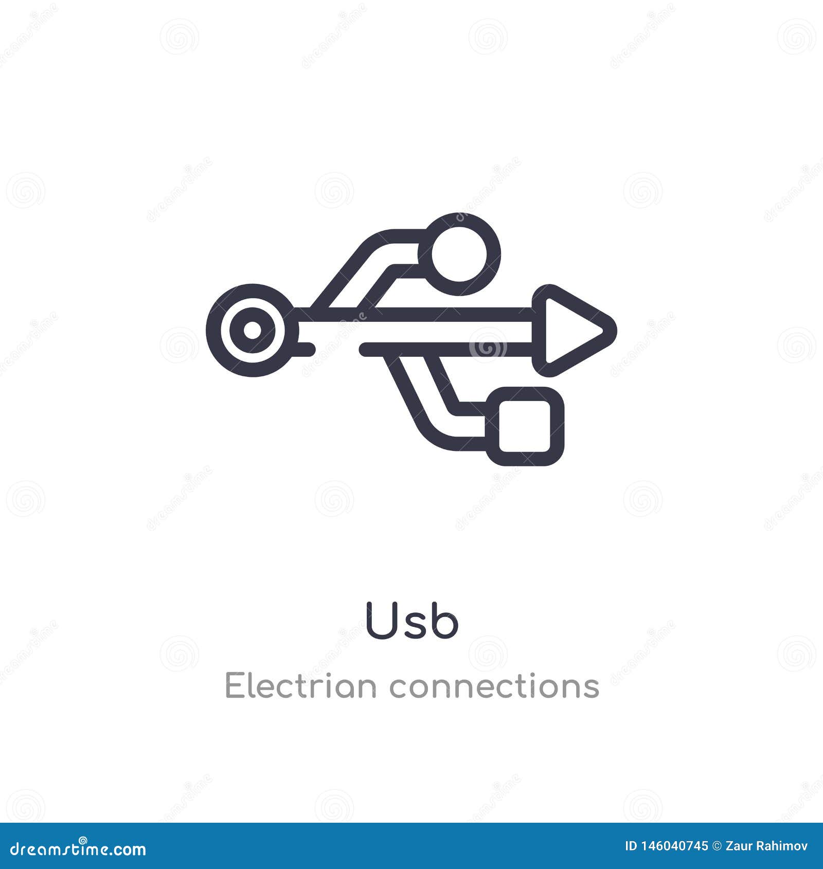 Usb Outline Icon. Isolated Line Vector Illustration from Electrian ...
