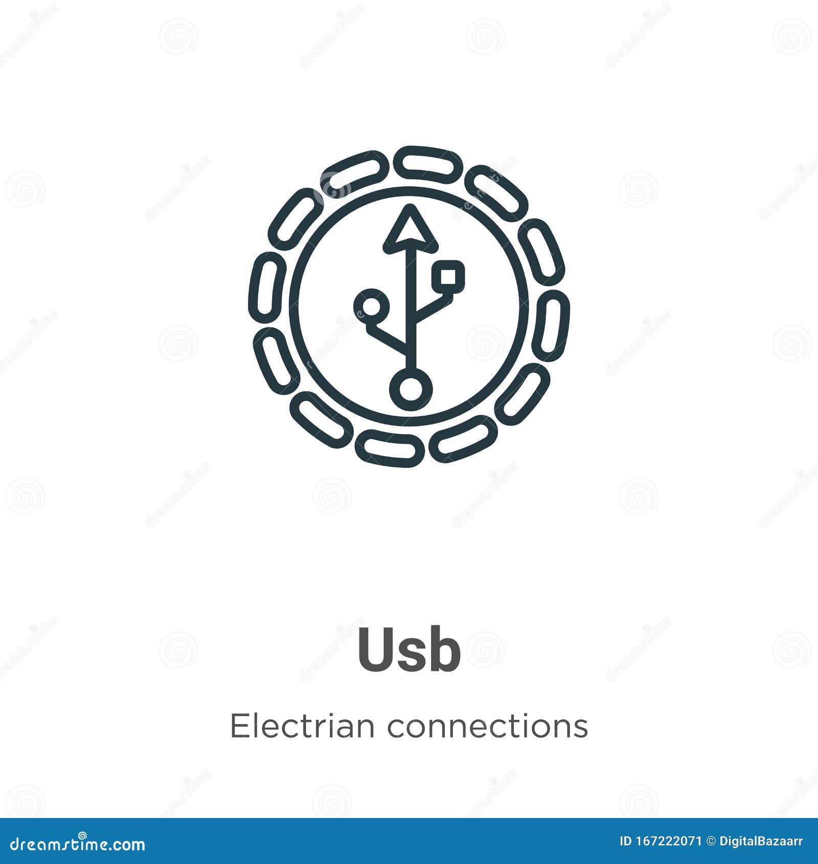 Usb Outline Vector Icon. Thin Line Black Usb Icon, Flat Vector Simple ...