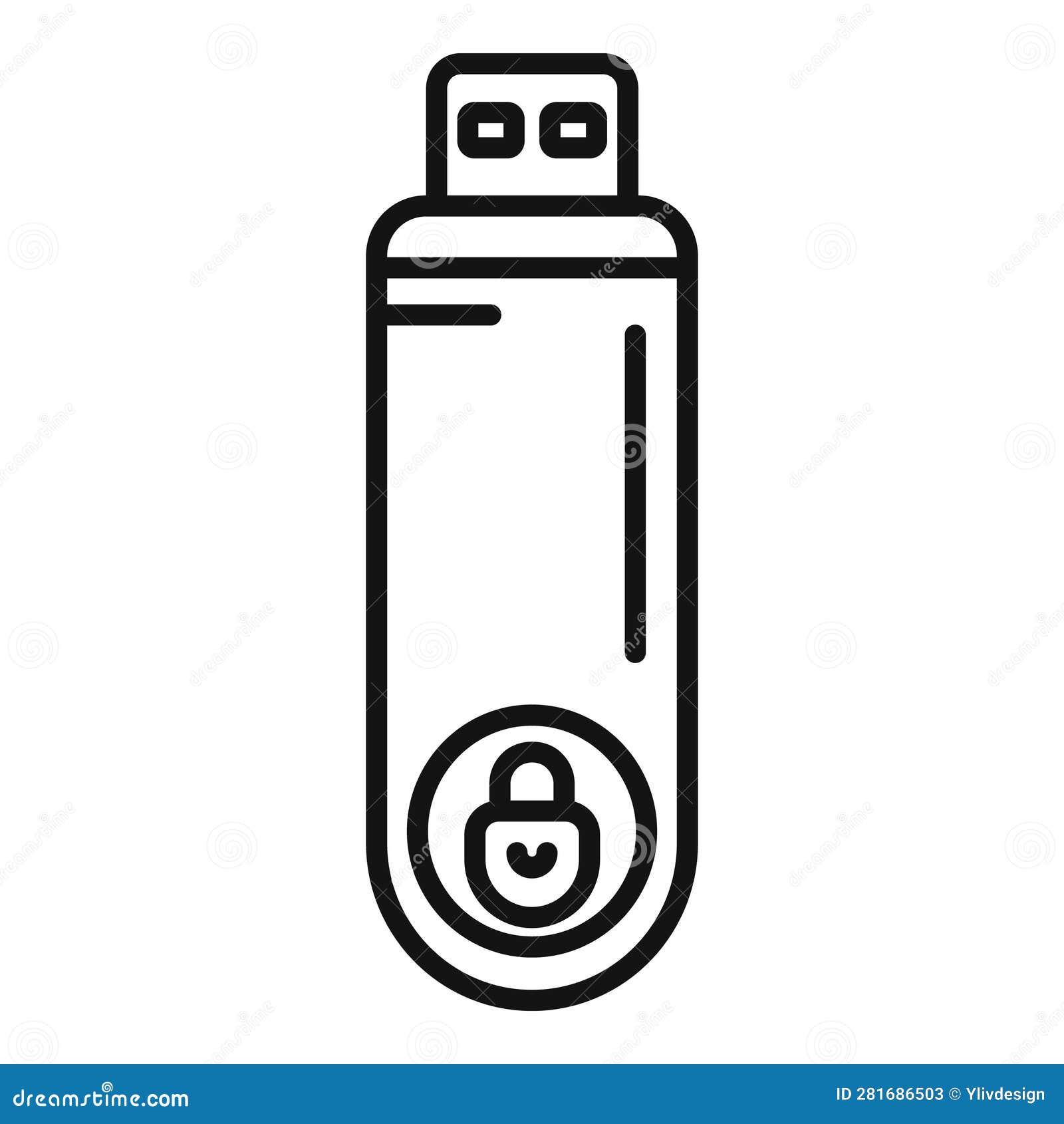 Usb Password Protection Icon Outline Vector. Personal Login Stock ...