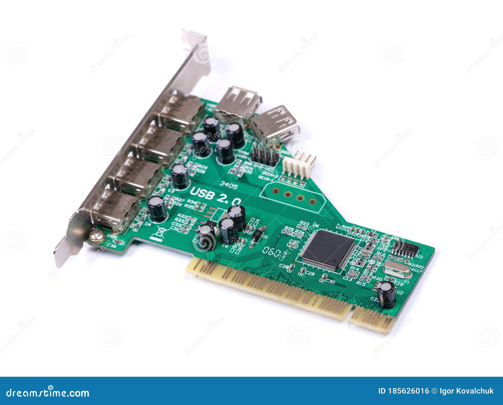 USB PCI controller card stock photo. Image of circuit - 185626016