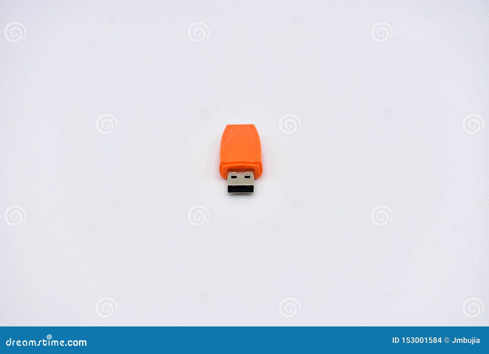 Orange USB Flash Memory Drive on a White Background. Stock Photo ...