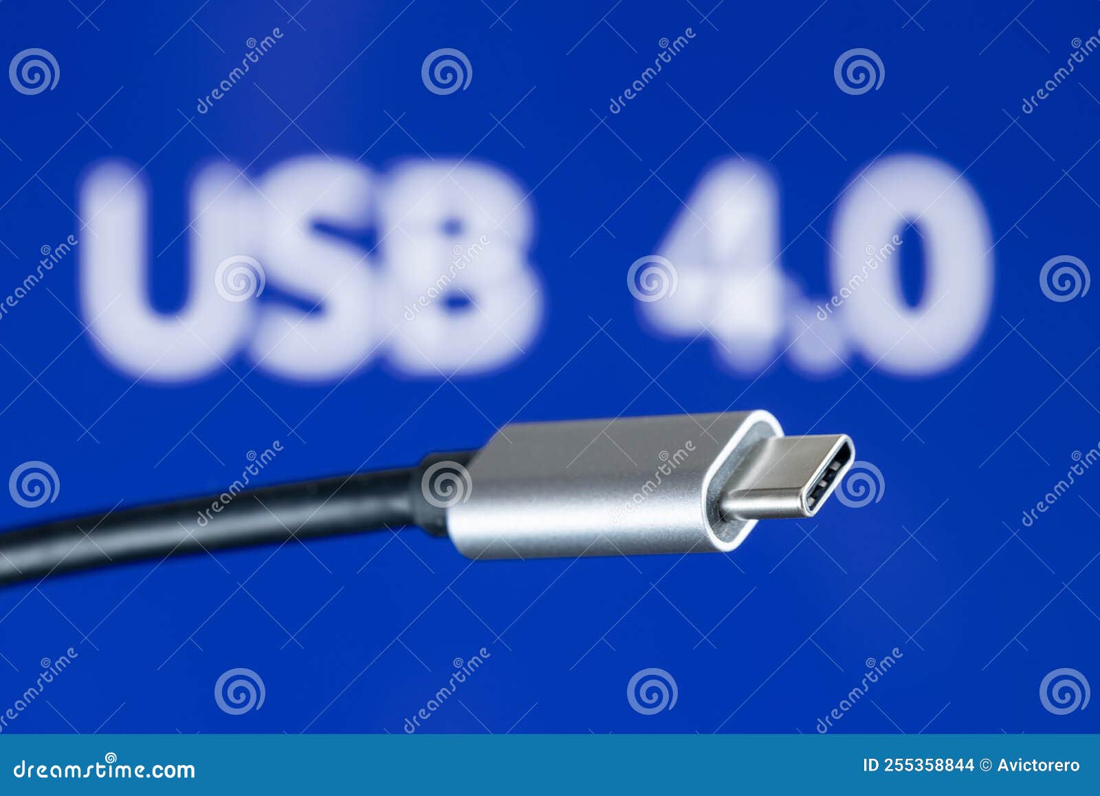 USB4 Plug Cable on Blue Background with USB 4.0 Text Stock Photo ...