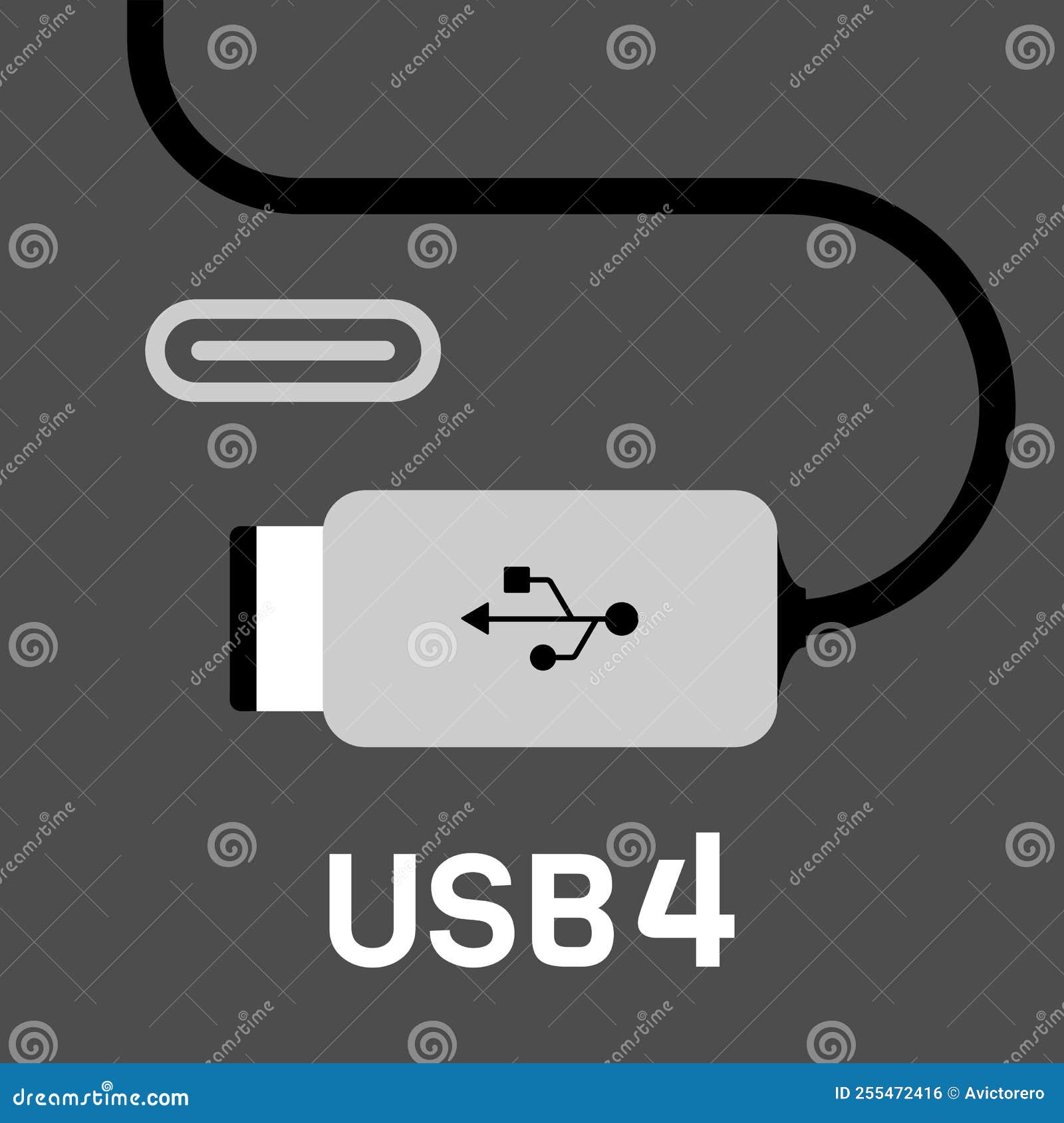 USB4 USB 4.0 plug cable stock vector. Illustration of illustratiom ...
