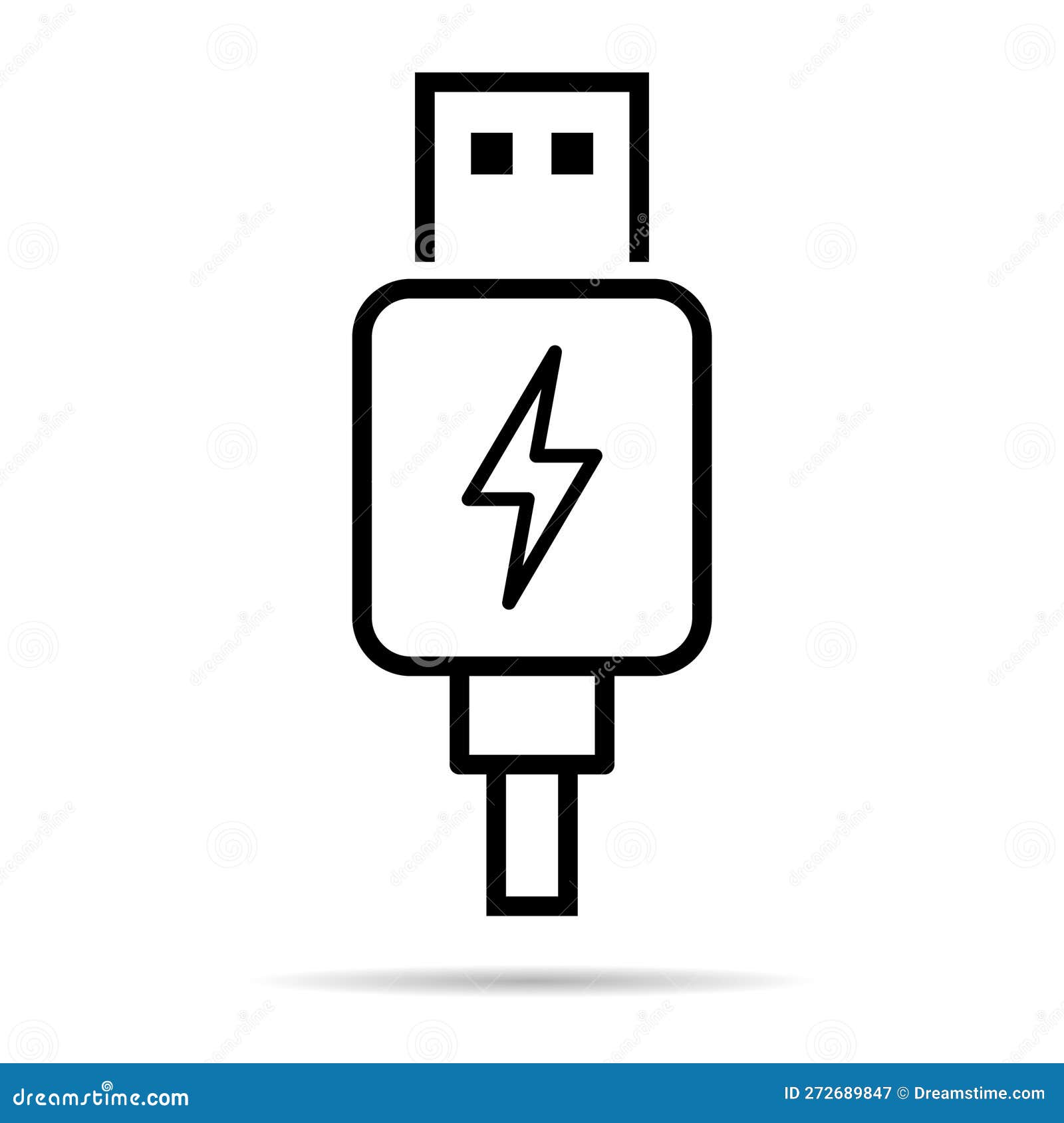 USB Plug Cable Icon Technology with Shadow, Connect Device Sign ...