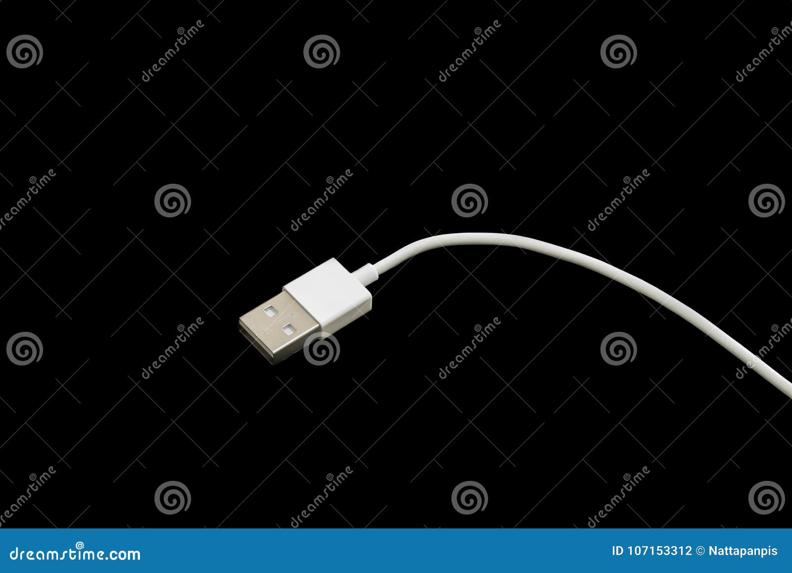 USB Plug Cable Isolated on Black Stock Photo - Image of object, closeup ...