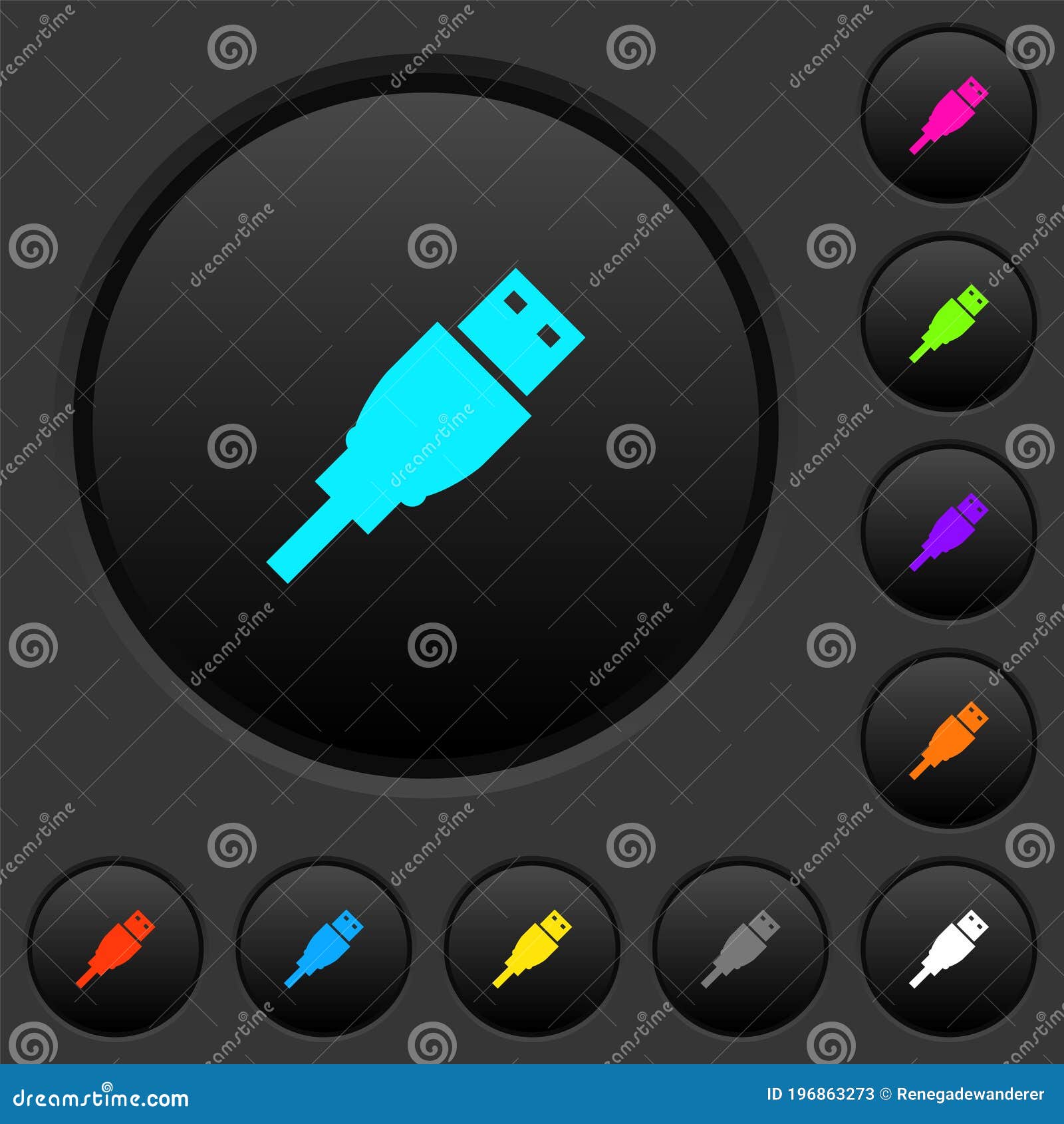 USB Plug Dark Push Buttons with Color Icons Stock Vector - Illustration ... USB Plug Dark Push Buttons with Color Icons Stock Vector - Illustration ...