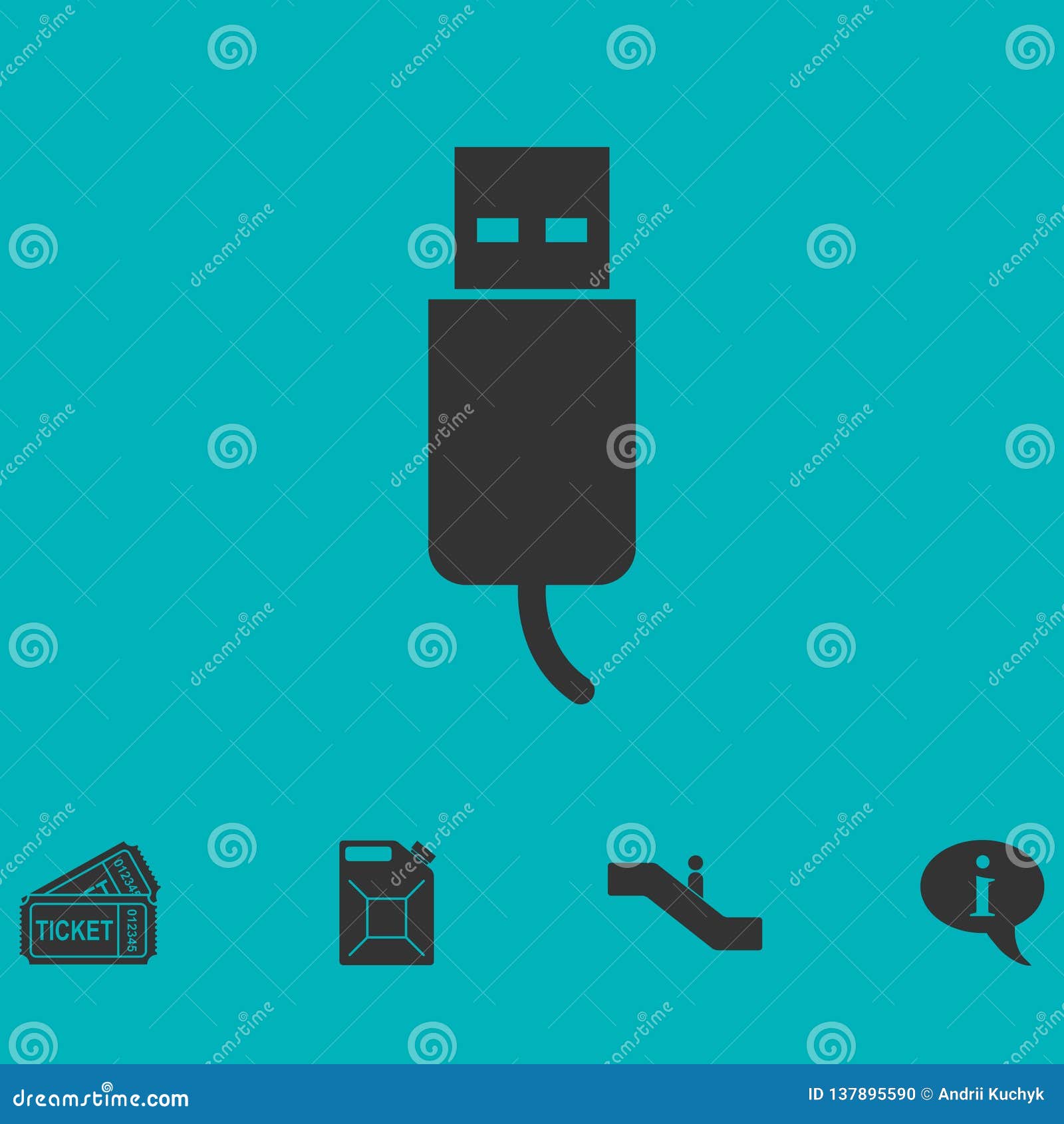 Usb plug icon flat stock vector. Illustration of drive - 137895590