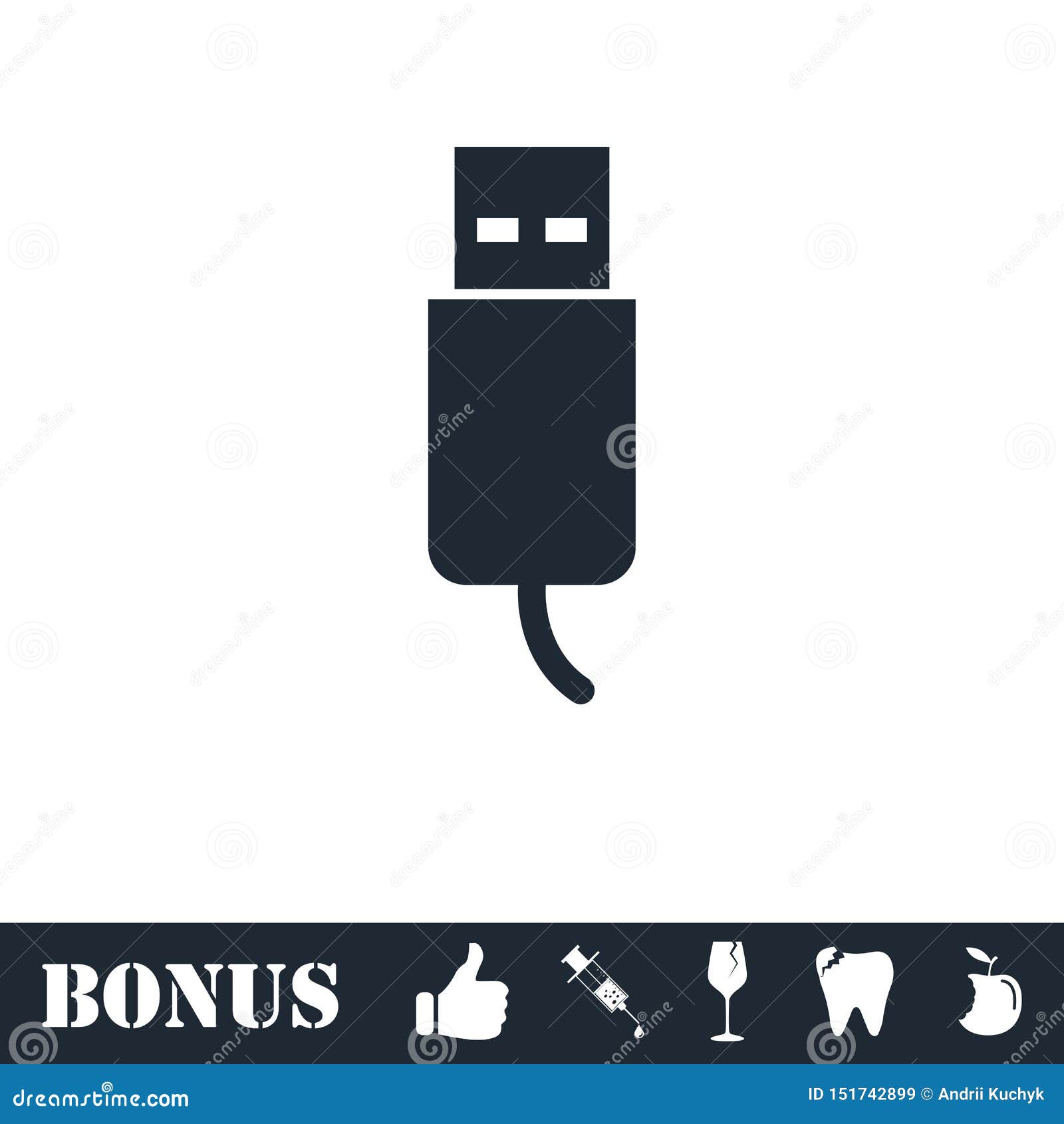 Usb plug icon flat stock vector. Illustration of electronic - 151742899