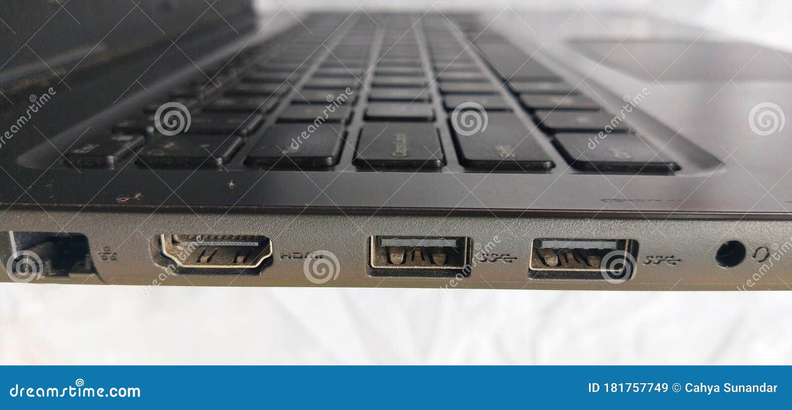 Usb plug in the laptop stock image. Image of bumper - 181757749