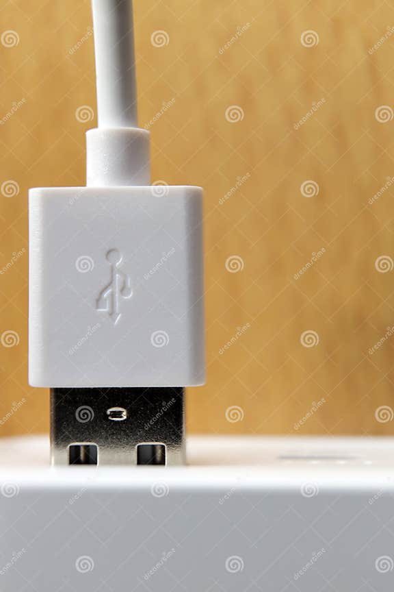 Usb Plug in Socket Close Up Macro. Vertical Orientation Stock Image ...