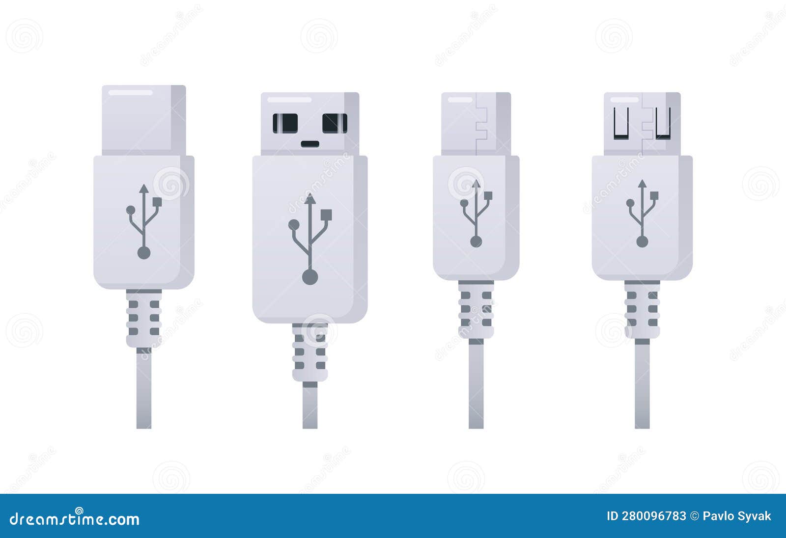 Usb Plug Types Vary Including Type-a, Type-b, Type-c, Macro, Micro Usb ...
