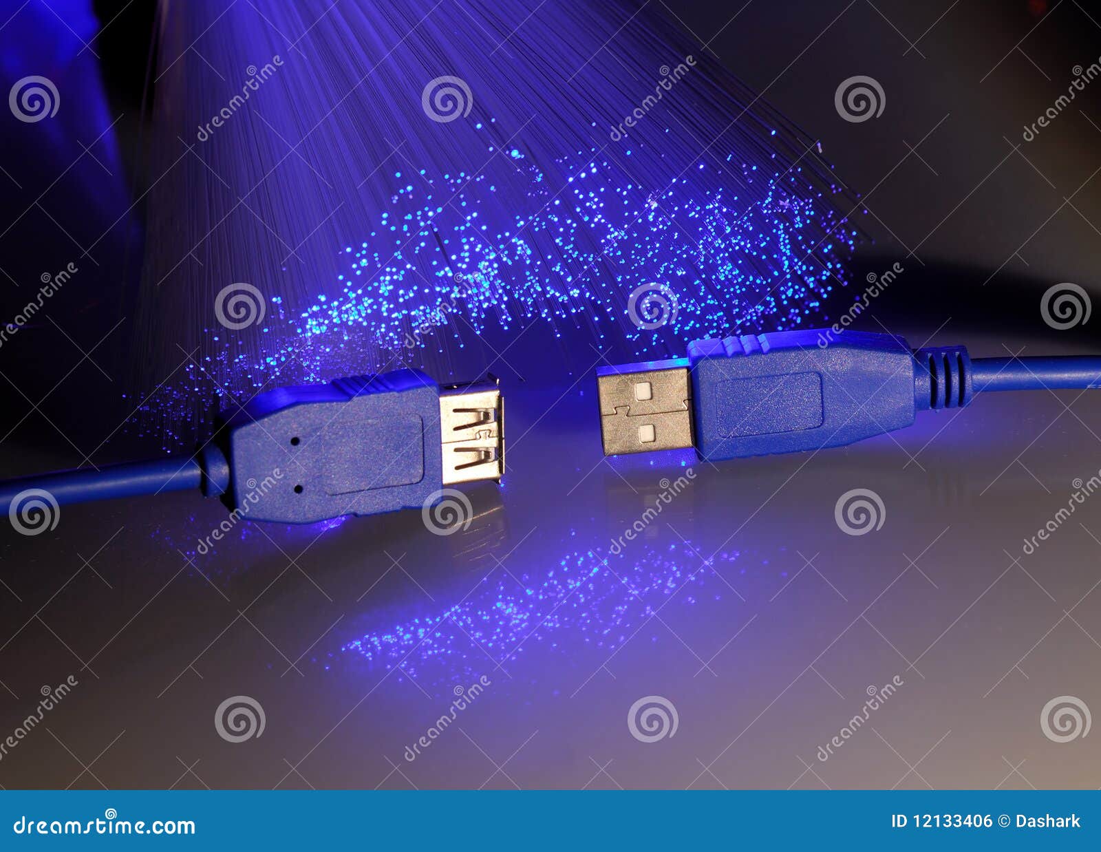 USB Plugs and Fiber Optical Stock Photo - Image of electronic, digital ...